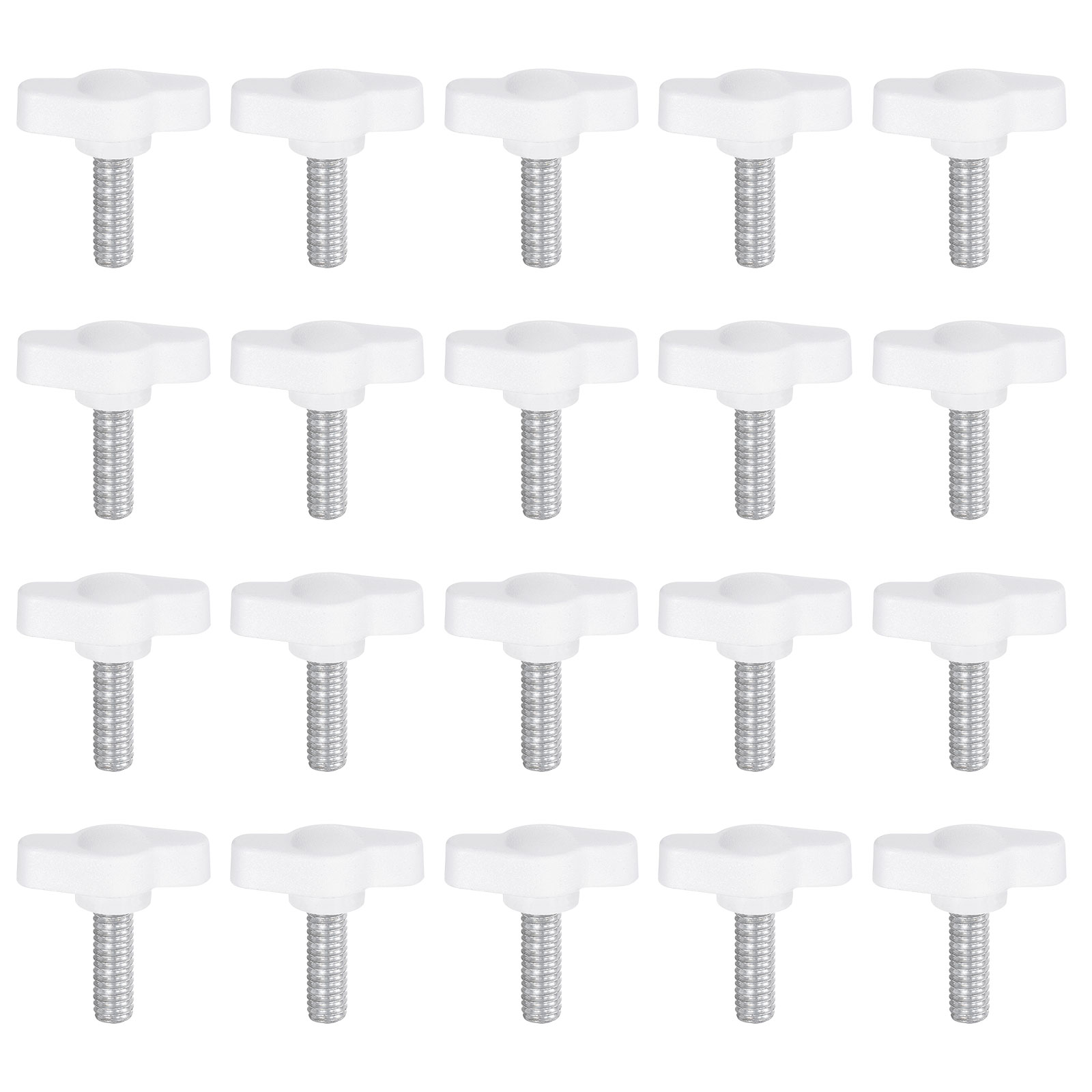 Uxcell 20 Packs M6 x 16mm Male Thread Tee Wing Knobs Thumb Screw Clamping Knobs Grip White ...
