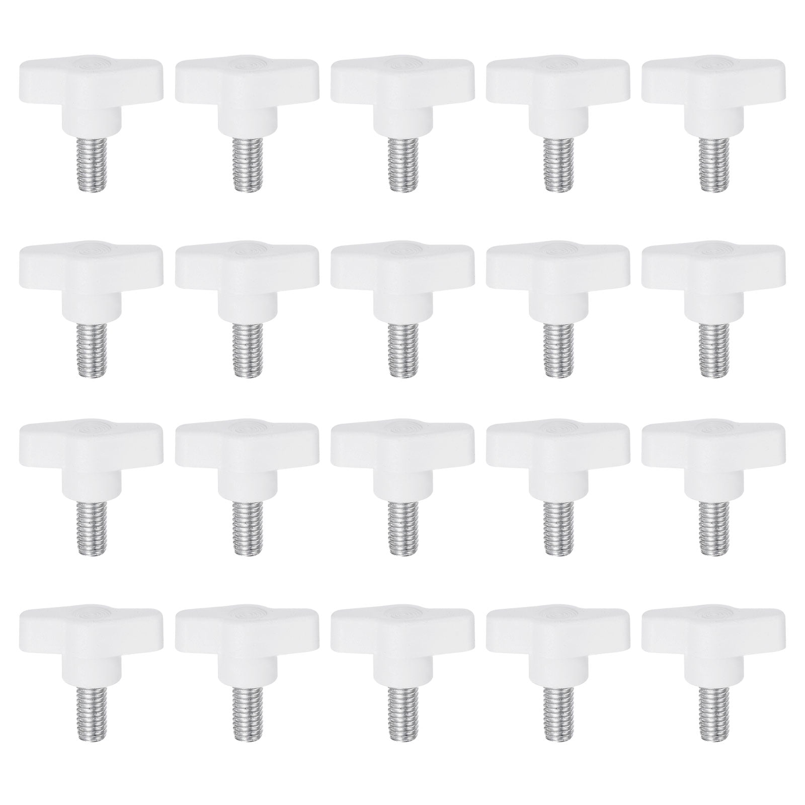Uxcell 20 Pieces Wing Knobs M8 x 16mm Tee Stud Knob Thumb Screw Hand Clamping Handle White ...
