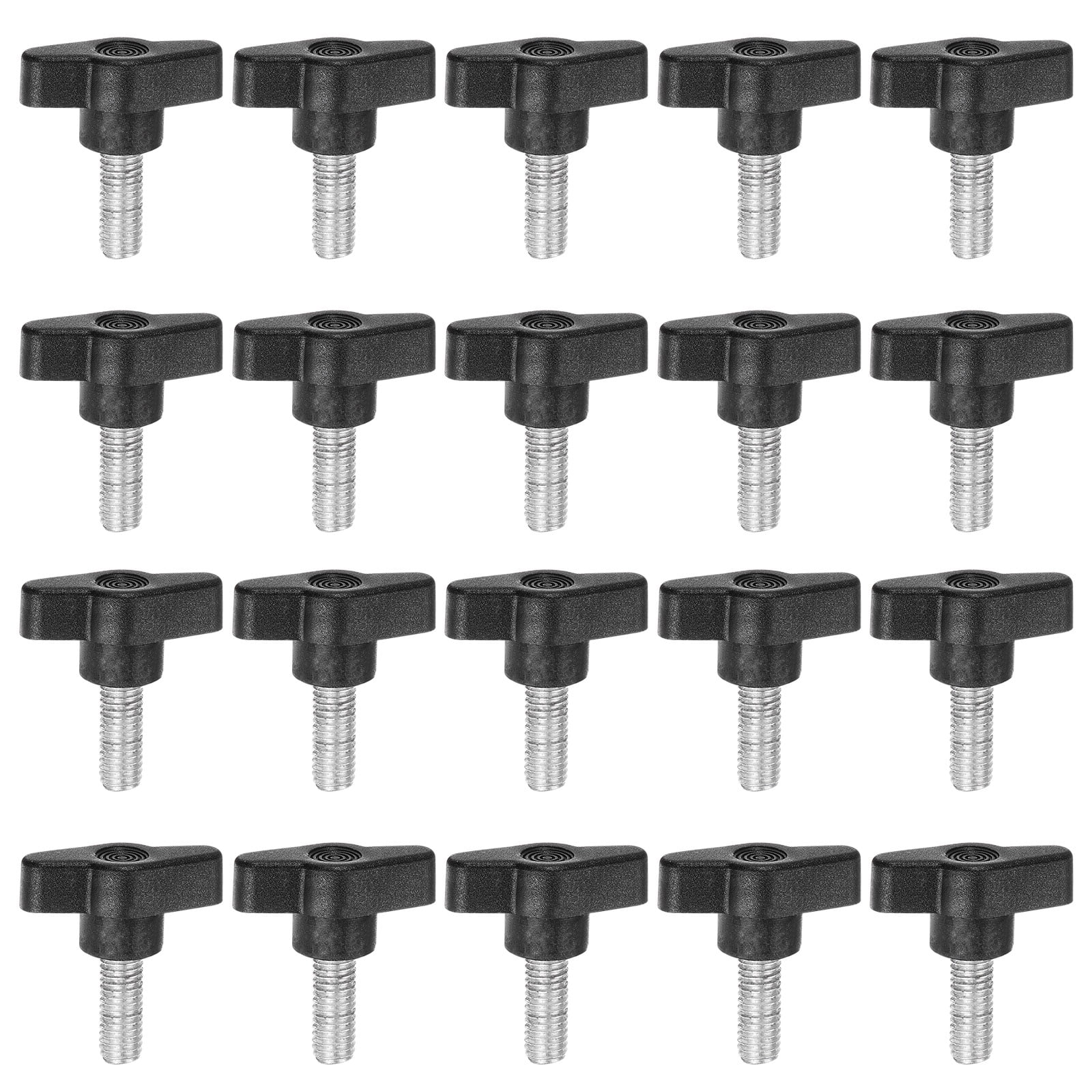 Uxcell 20 Pieces Wing Knobs M8 x 20mm Tee Stud Knob Thumb Screw Hand Clamping Handle Black ...