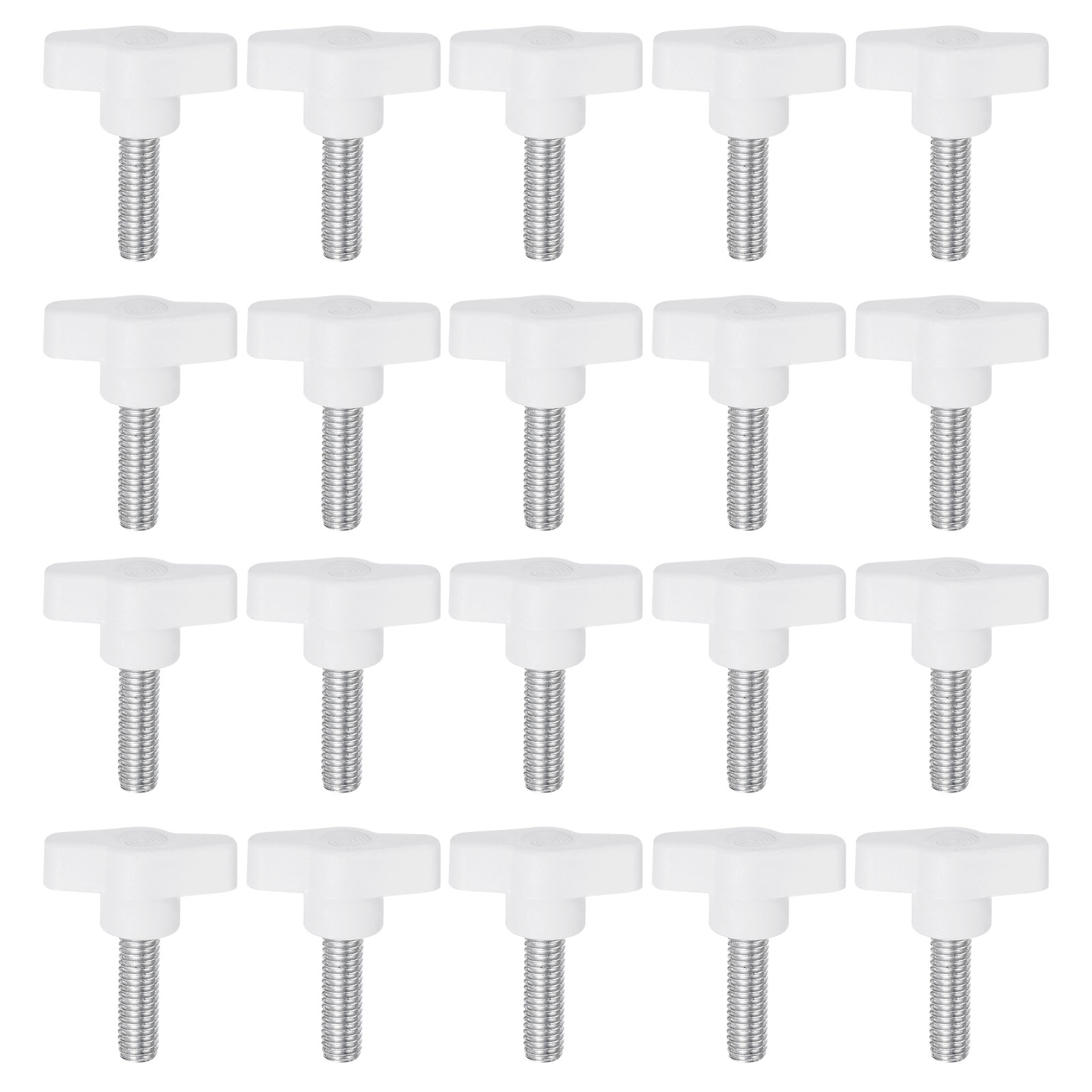 Uxcell 20 Pieces Wing Knobs M8 x 25mm Tee Stud Knob Thumb Screw Hand Clamping Handle White ...