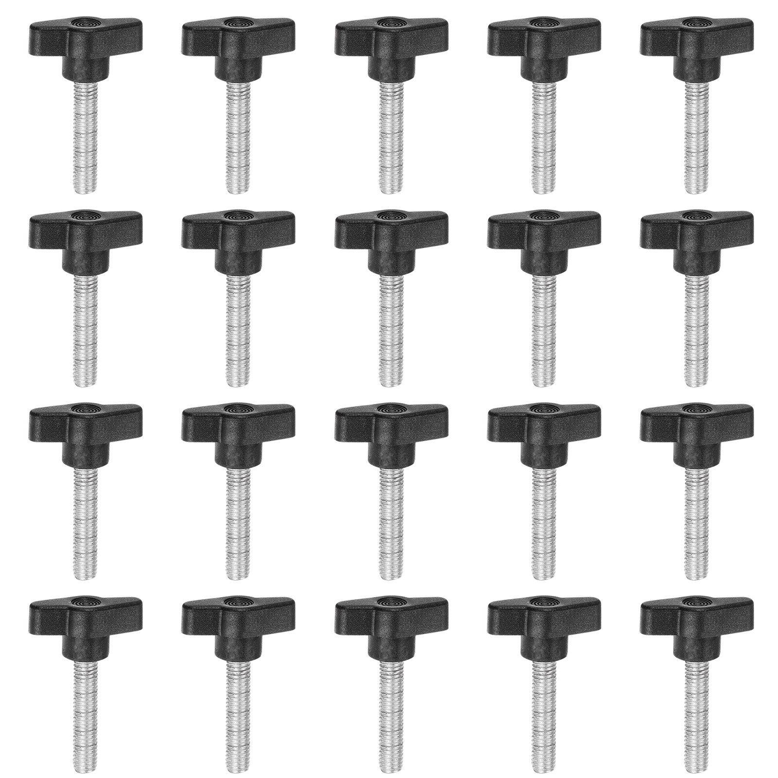 Uxcell 20 Pieces Wing Knobs M8 x 35mm Tee Stud Knob Thumb Screw Hand Clamping Handle Black ...
