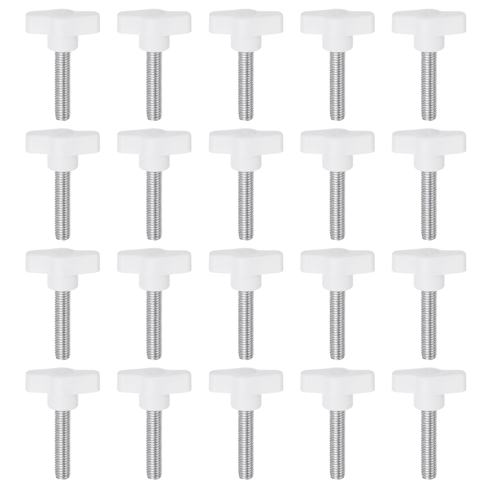 Uxcell 20 Pieces Wing Knobs M8 x 35mm Tee Stud Knob Thumb Screw Hand Clamping Handle White ...