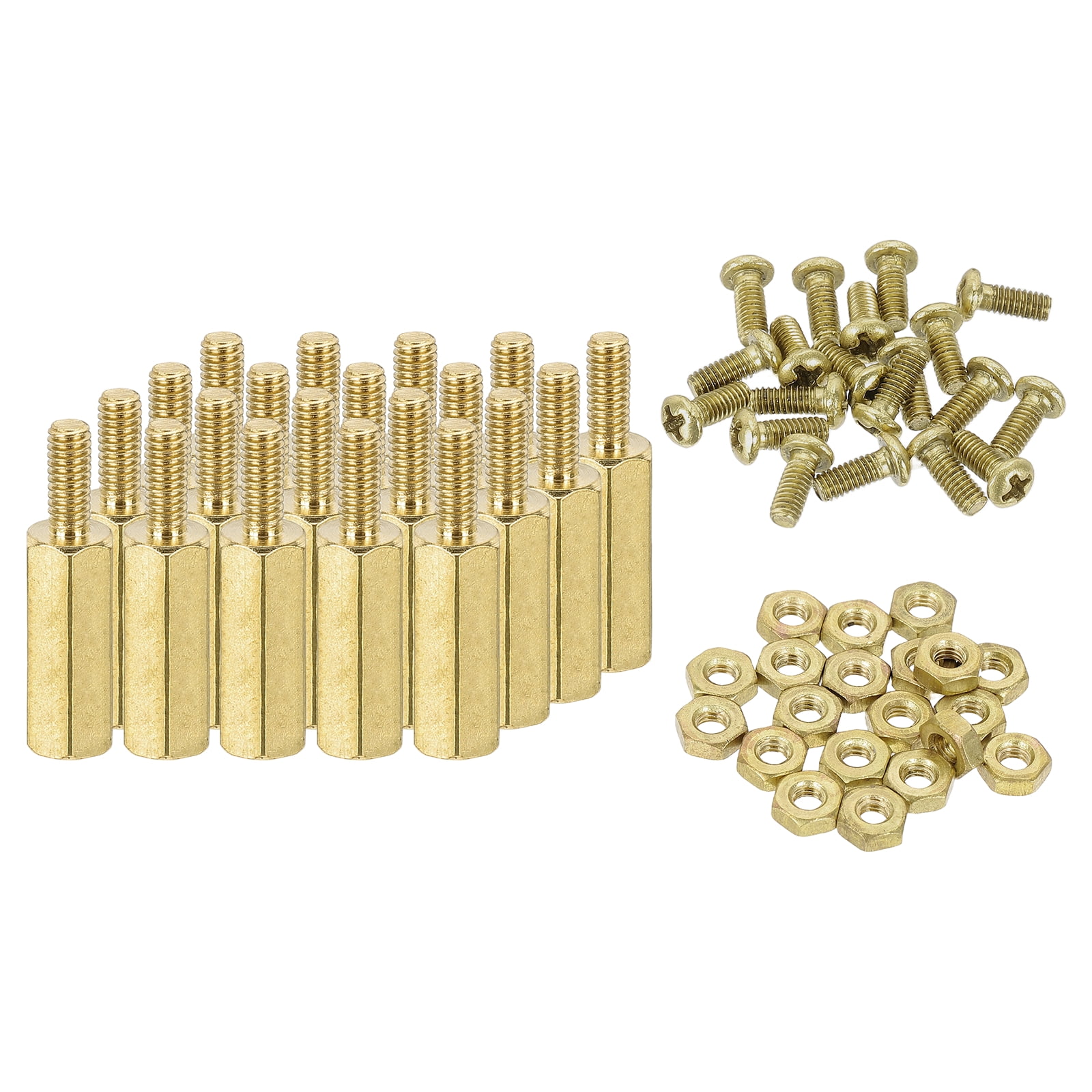 Uxcell Male Brass Hex Spacer Standoffs Screws Nuts, Hex Column Screw ...
