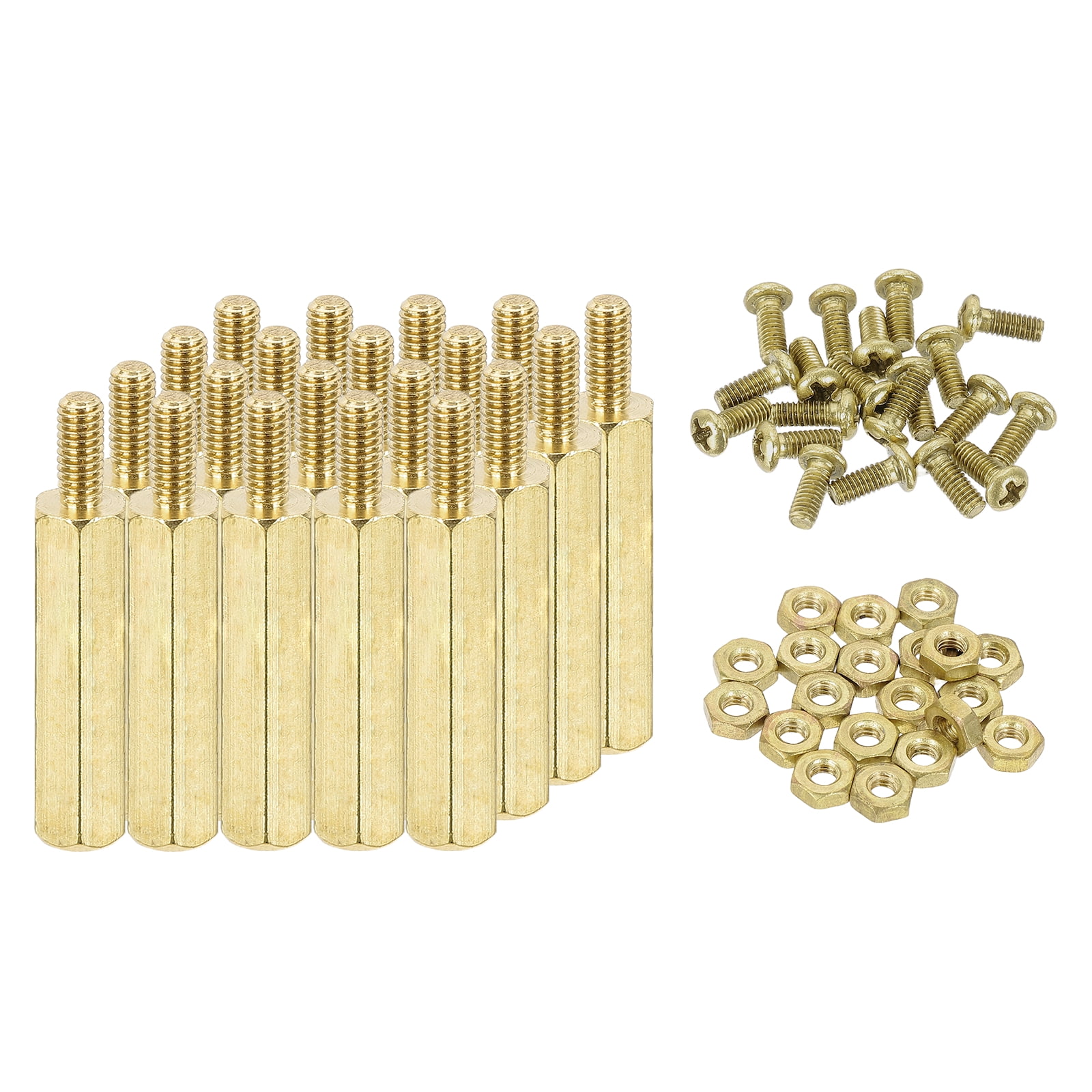 Uxcell Male Brass Hex Spacer Standoffs Screws Nuts, Hex Column Screw ...