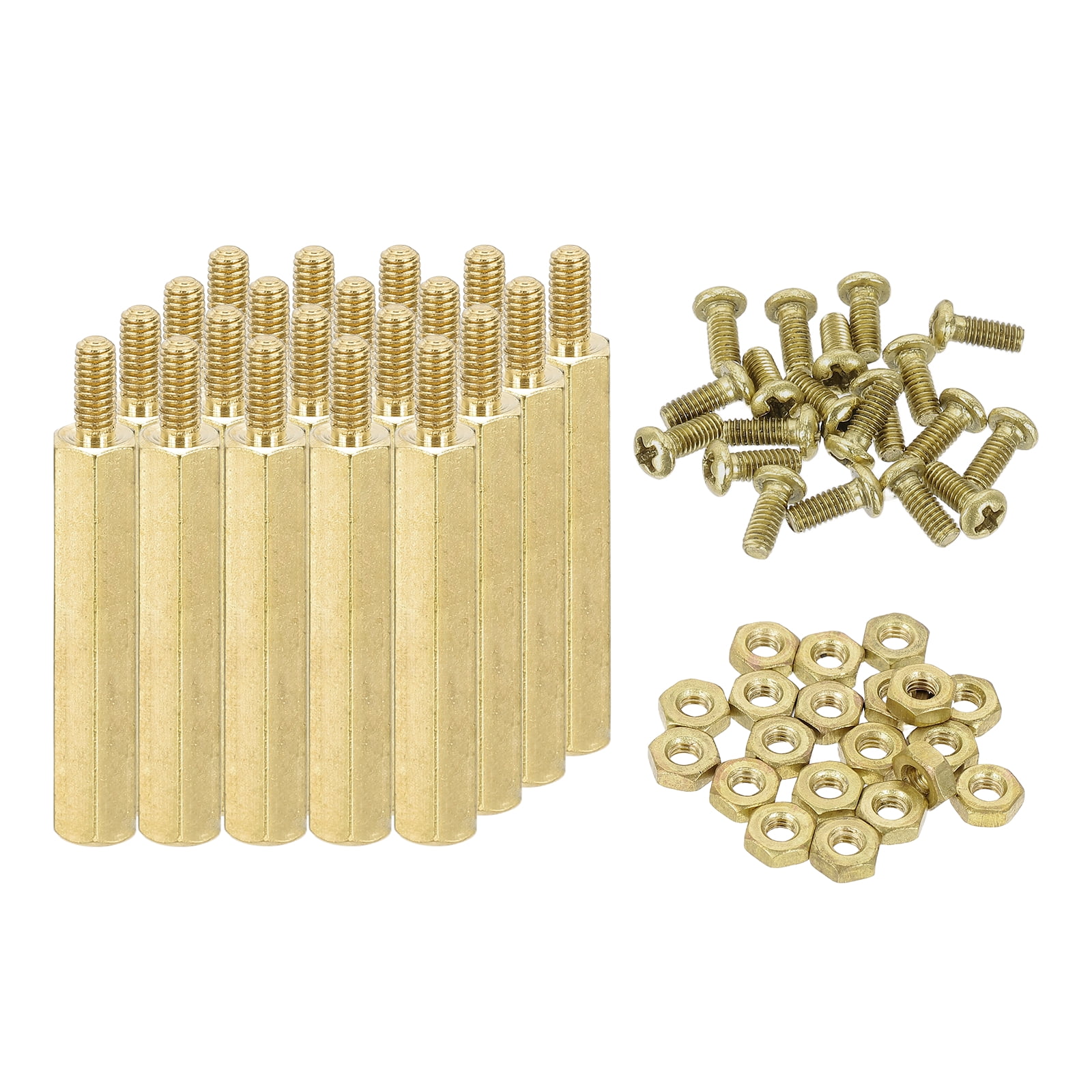 Uxcell Male Brass Hex Spacer Standoffs Screws Nuts, Hex Column Screw ...
