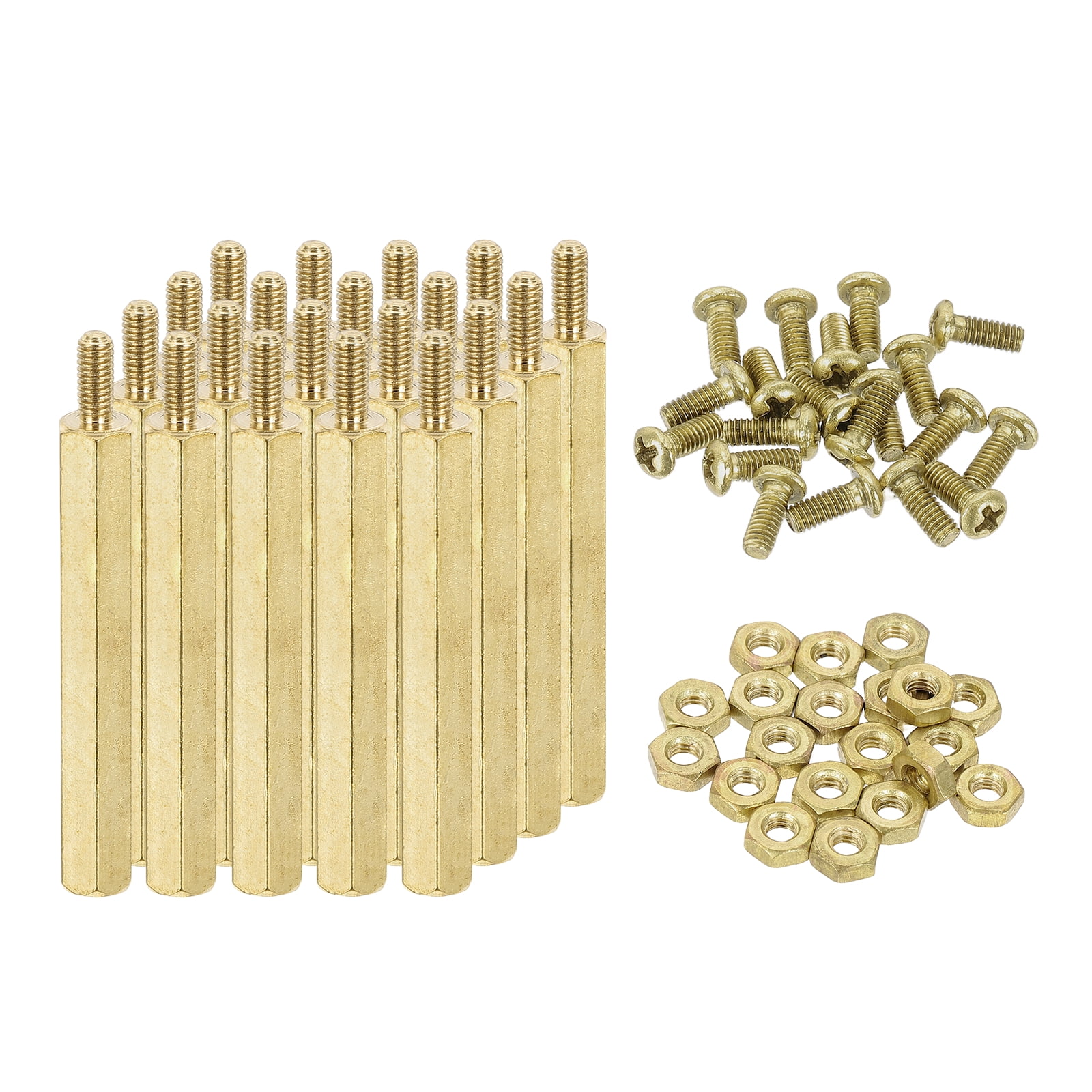 Uxcell Male Brass Hex Spacer Standoffs Screws Nuts, Hex Column Screw ...