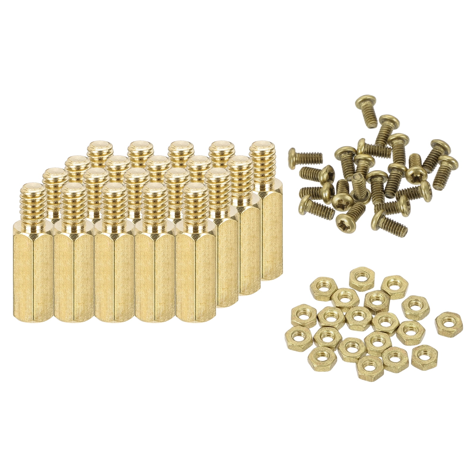 Uxcell Male Brass Hex Spacer Standoffs Screws Nuts, Hex Column Screw ...