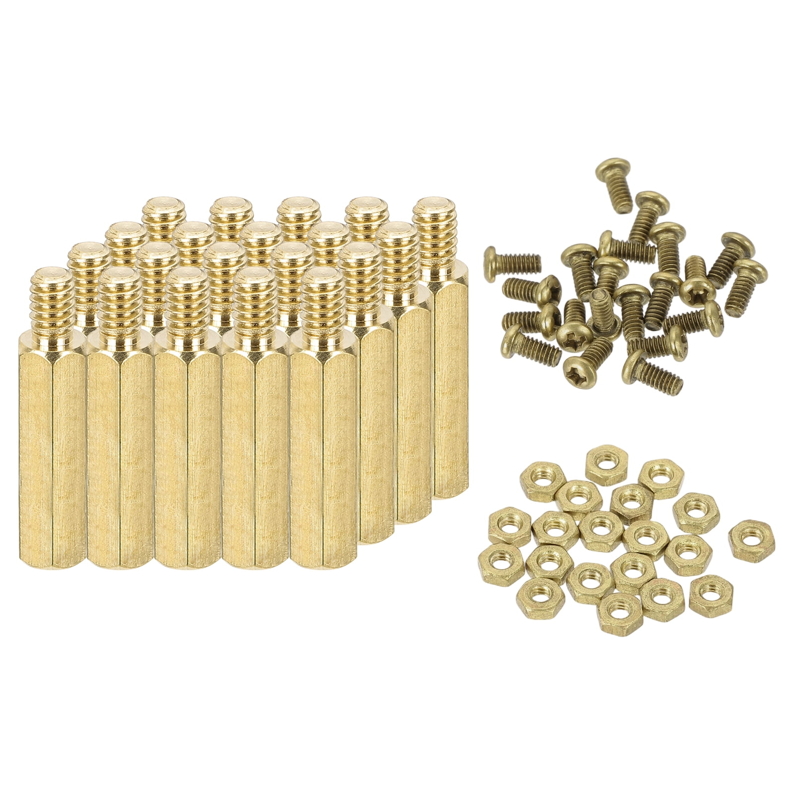 Uxcell Male Brass Hex Spacer Standoffs Screws Nuts, Hex Column Screw ...