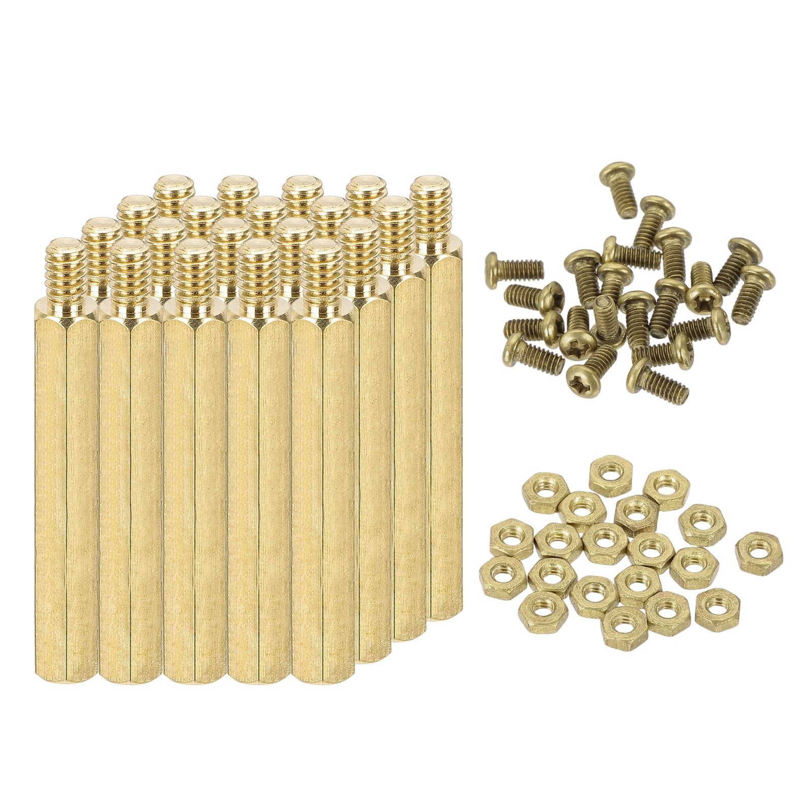 Uxcell Male Brass Hex Spacer Standoffs Screws Nuts, Hex Column Screw ...