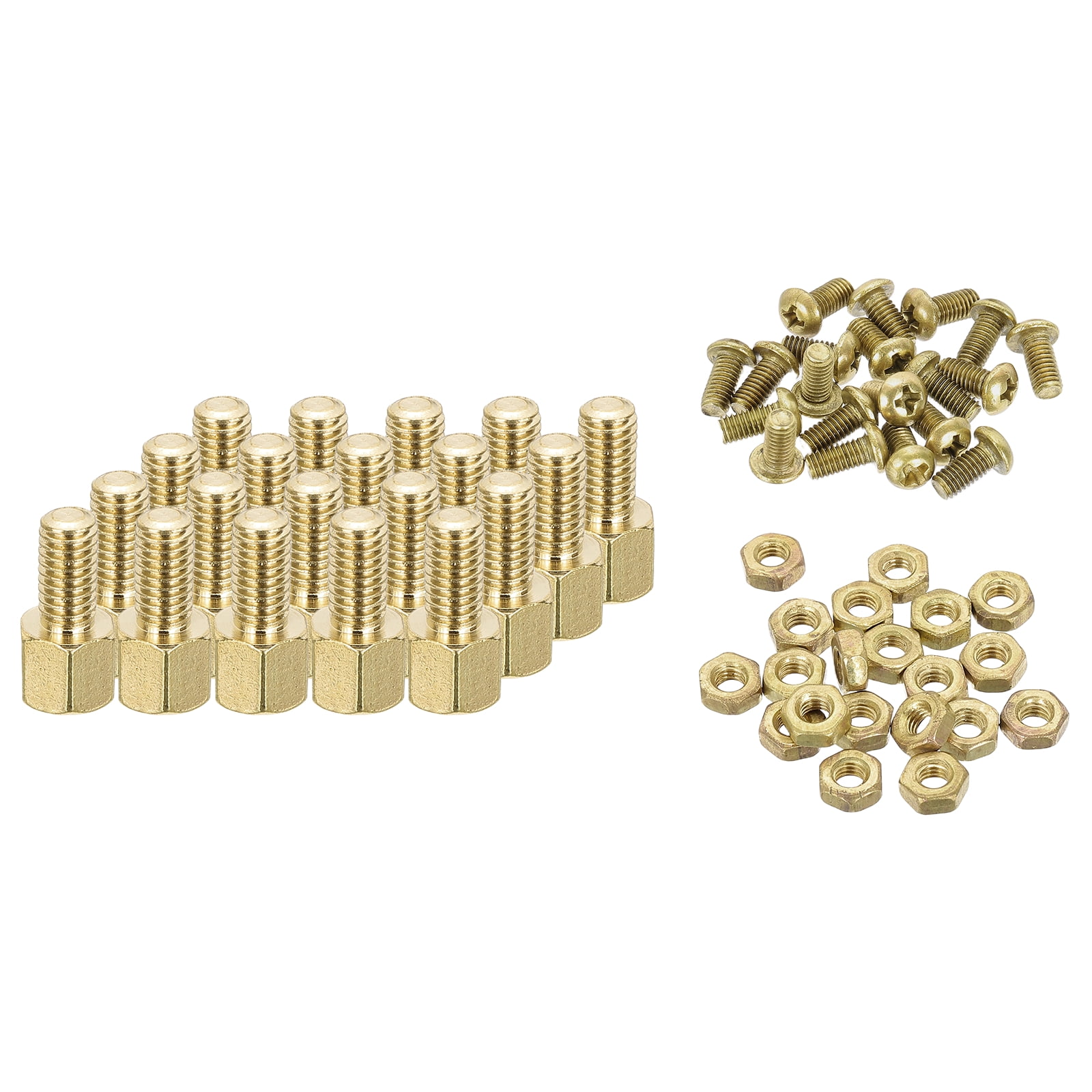 Uxcell Male Brass Hex Spacer Standoffs Screws Nuts, Hex Column Screw ...