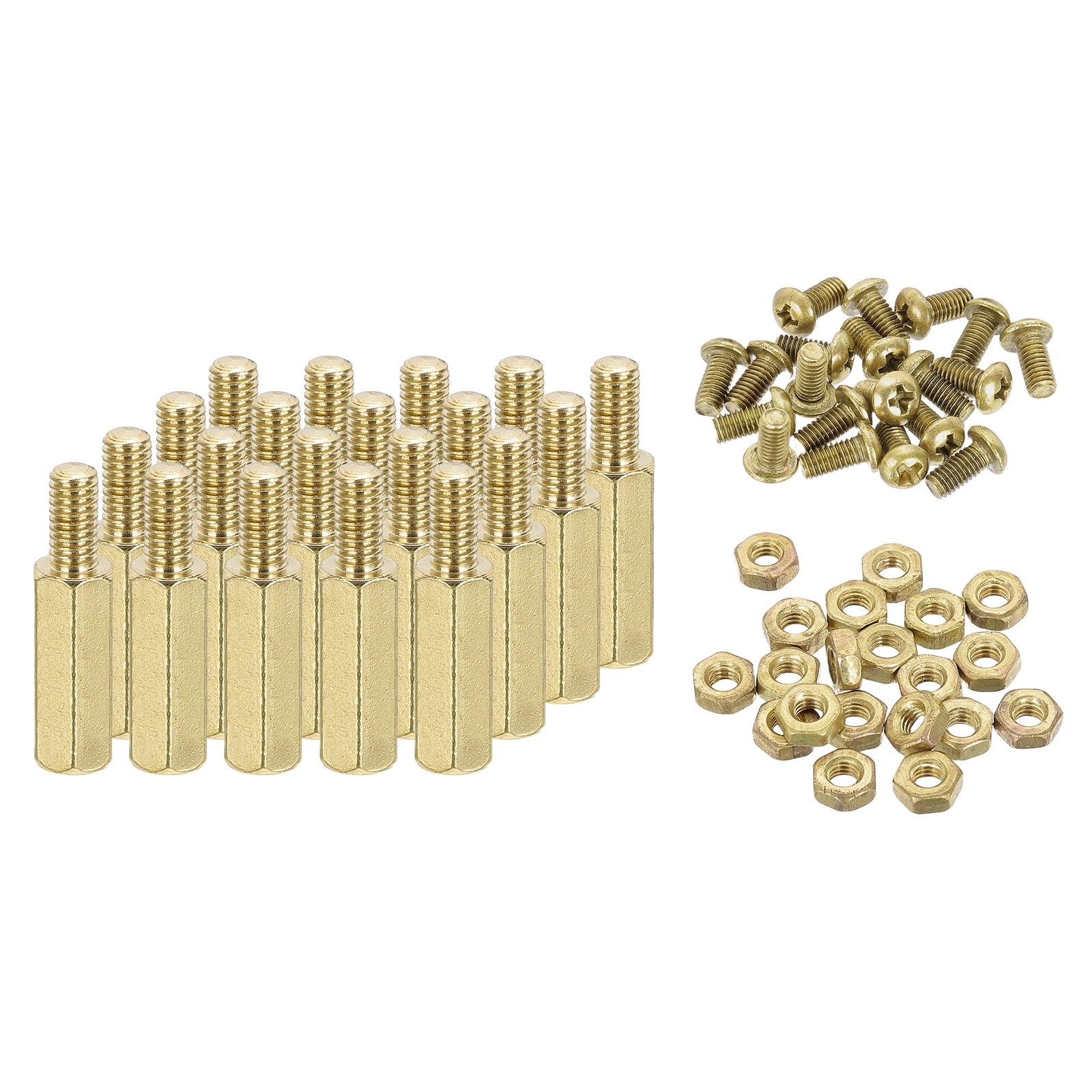 Uxcell Male Brass Hex Spacer Standoffs Screws Nuts, Hex Column Screw ...