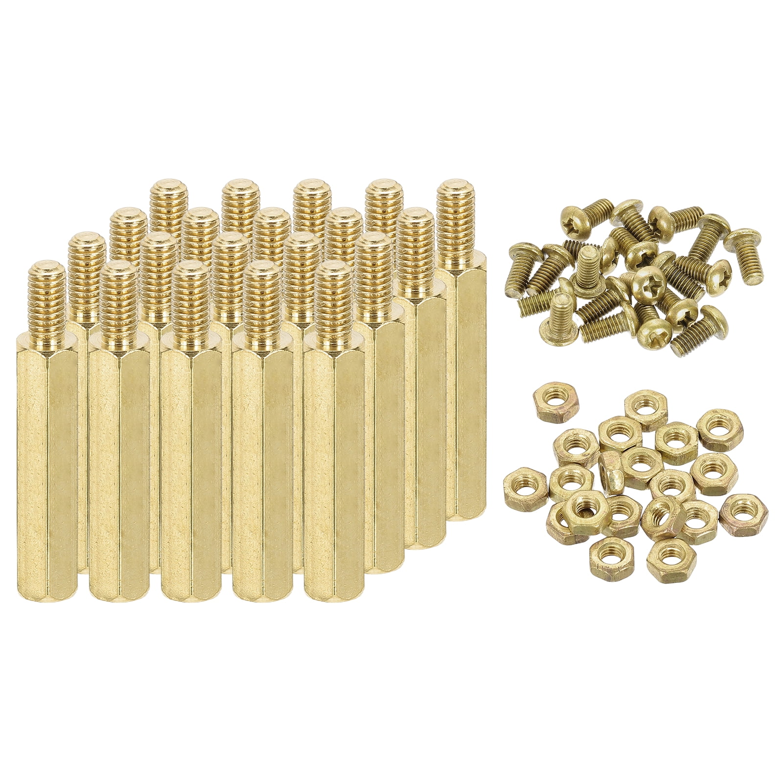 Uxcell Male Brass Hex Spacer Standoffs Screws Nuts, Hex Column Screw ...