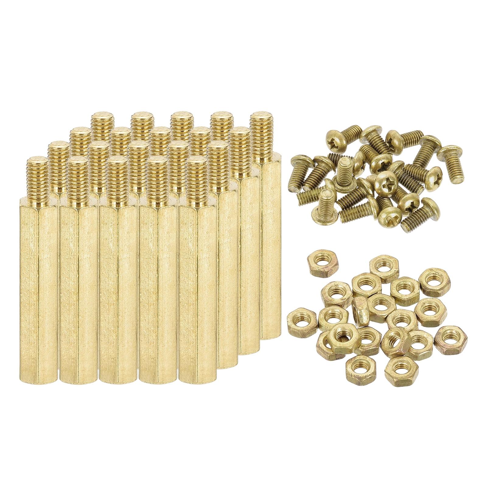 Uxcell Male Brass Hex Spacer Standoffs Screws Nuts, Hex Column Screw ...