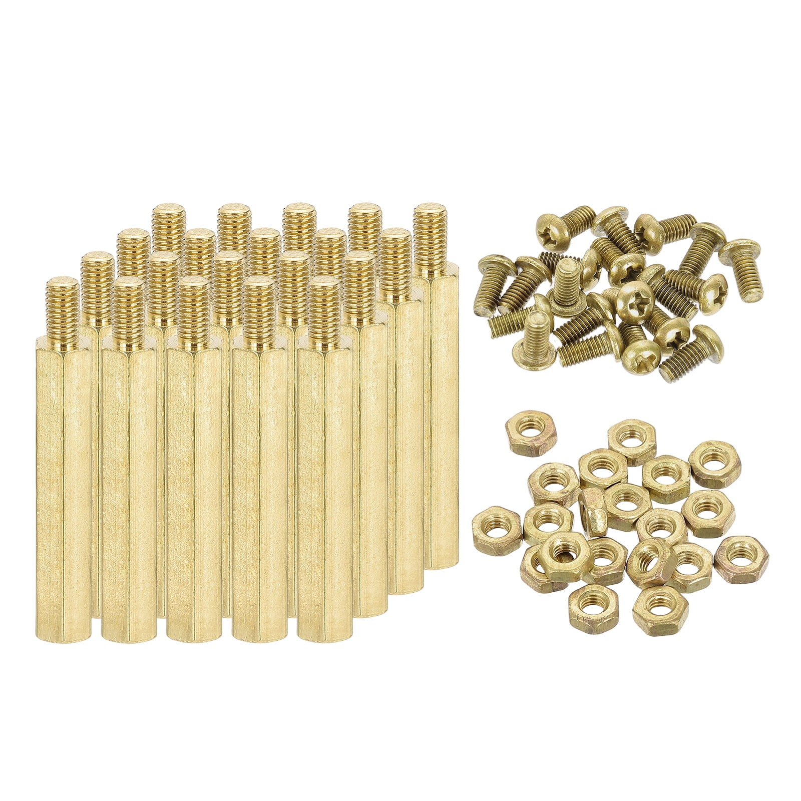 Uxcell Male Brass Hex Spacer Standoffs Screws Nuts, Hex Column Screw ...