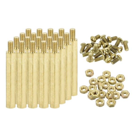 Uxcell Male Brass Hex Spacer Standoffs Screws Nuts, Hex Column Screw ...
