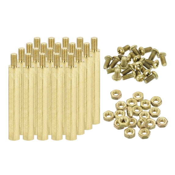 Uxcell Male Brass Hex Spacer Standoffs Screws Nuts, Hex Column Screw ...