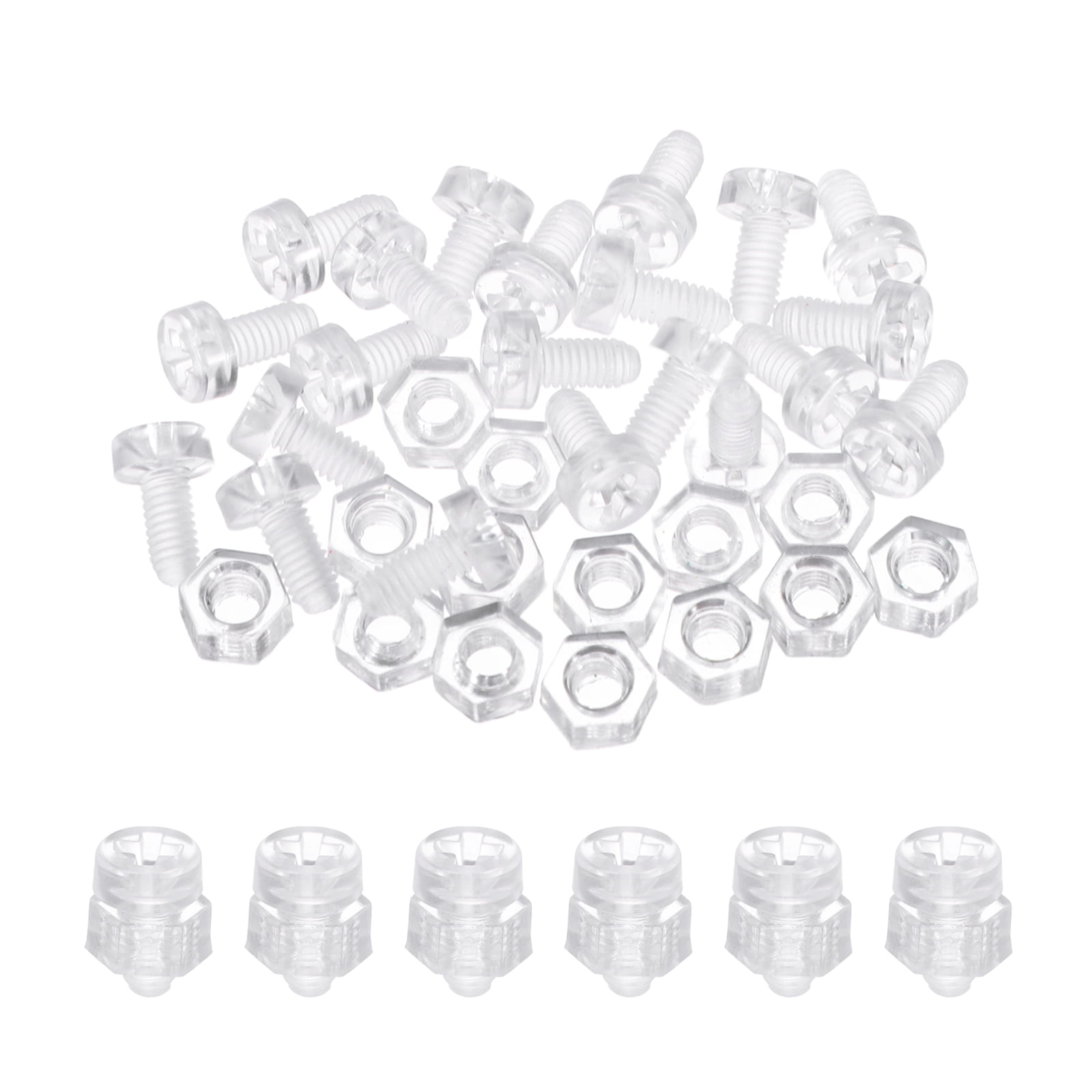 Uxcell 20 Set M3x6mm Clear Acrylic Phillips Round Head Screws with Hex ...