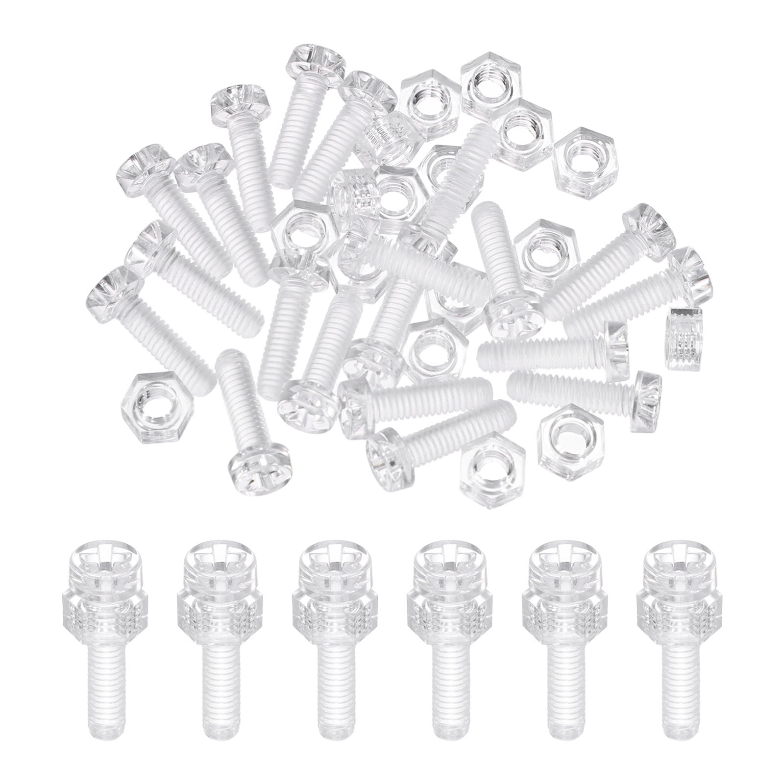 Uxcell 20 Set M4x14mm Clear Acrylic Phillips Round Head Screws with Hex Nuts Kit - Walmart.com