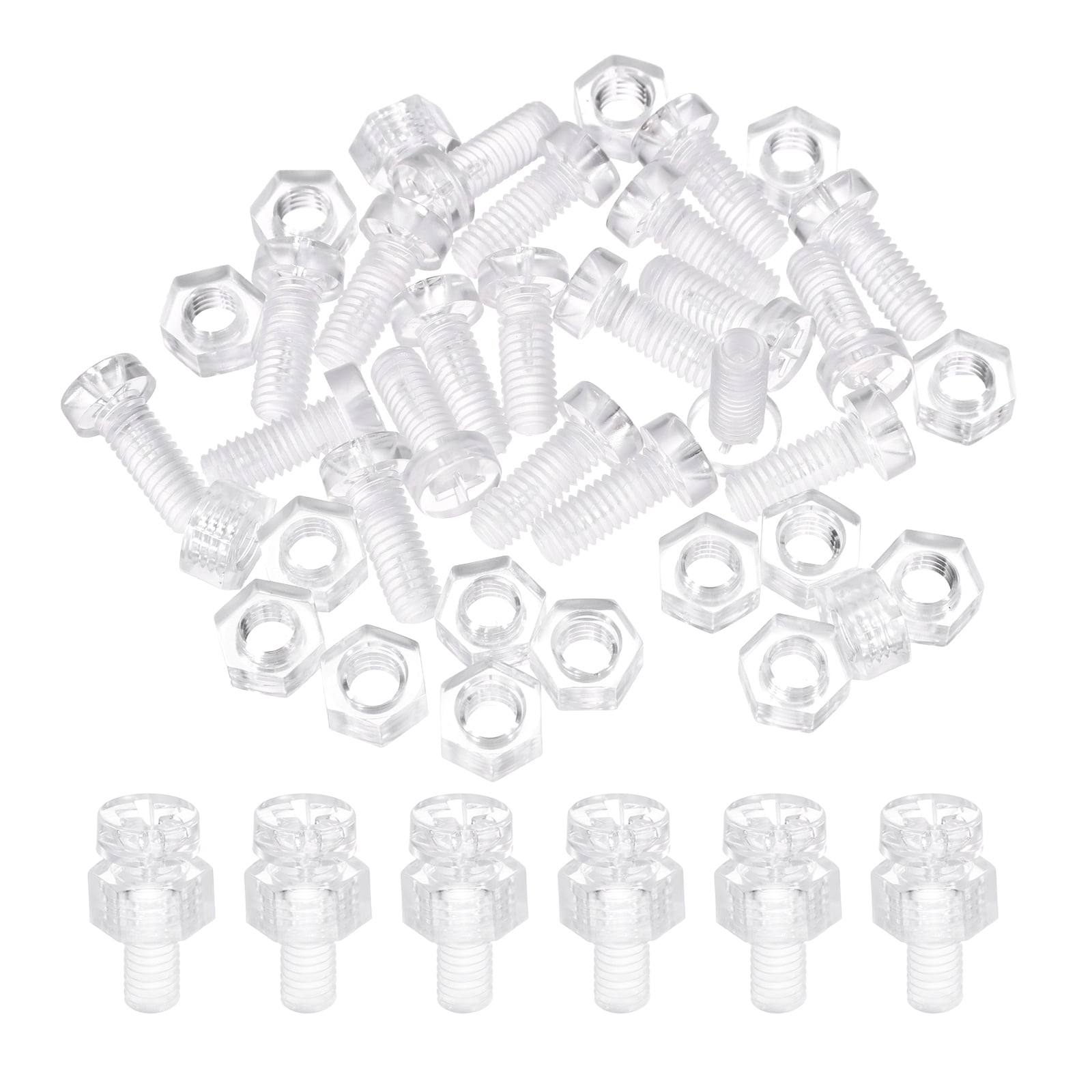 Uxcell 20 Set M6x15mm Clear Acrylic Phillips Round Head Screws with Hex ...