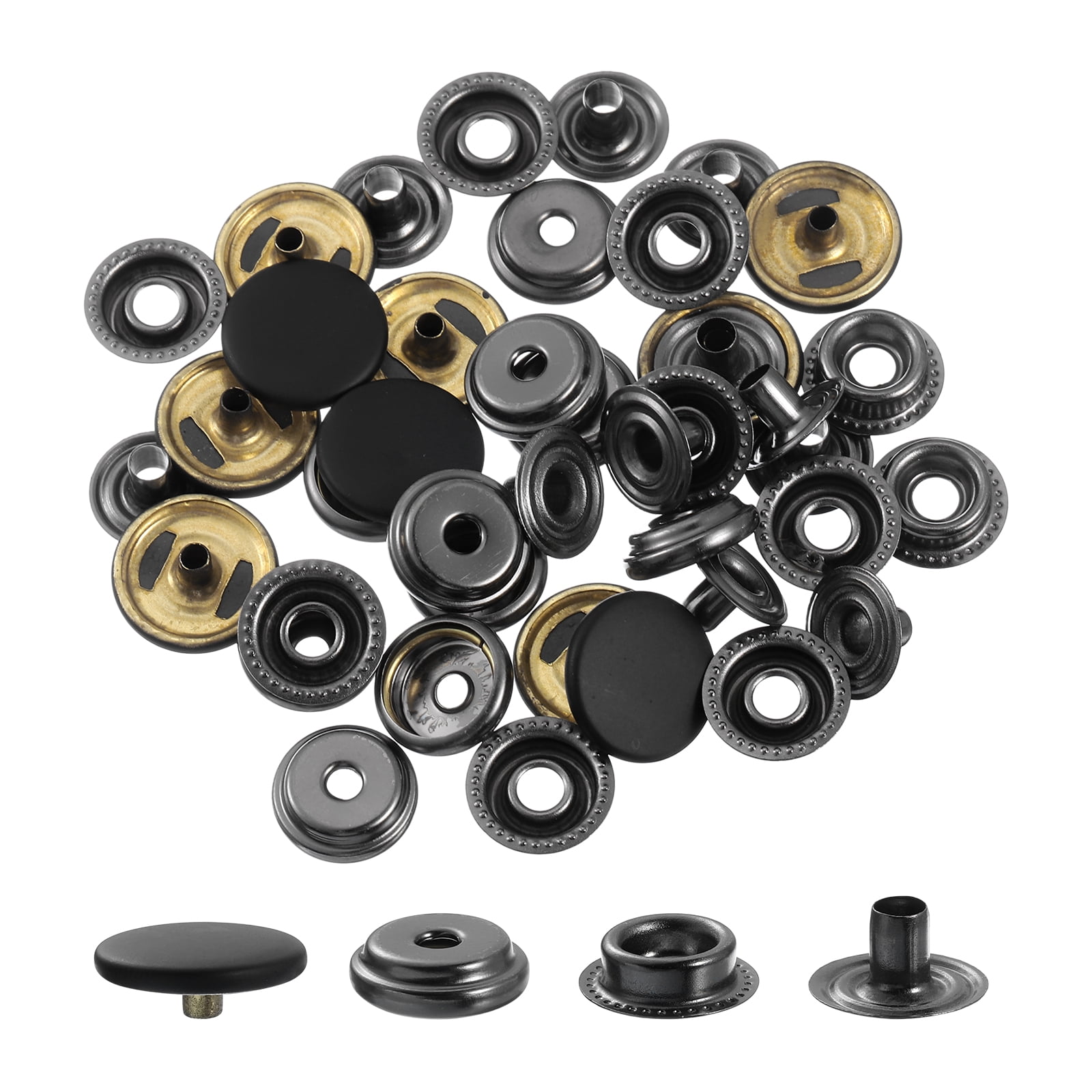 Uxcell 20 Sets Copper Snap Buttons, Press Buttons Metal Snap Fasteners ...