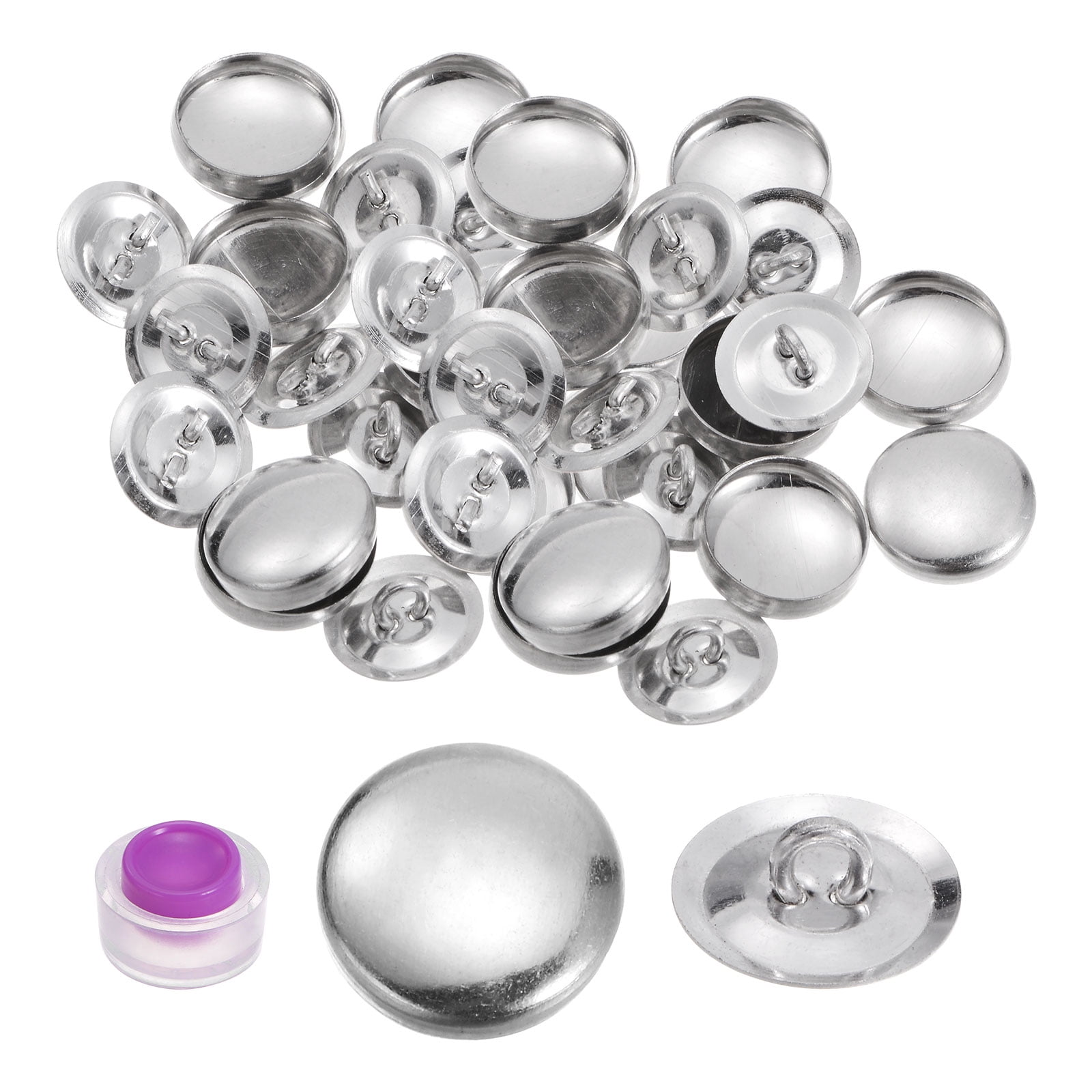Uxcell 20 Sets Self Cover Button Kit 15mm Aluminum Button, with Tools ...