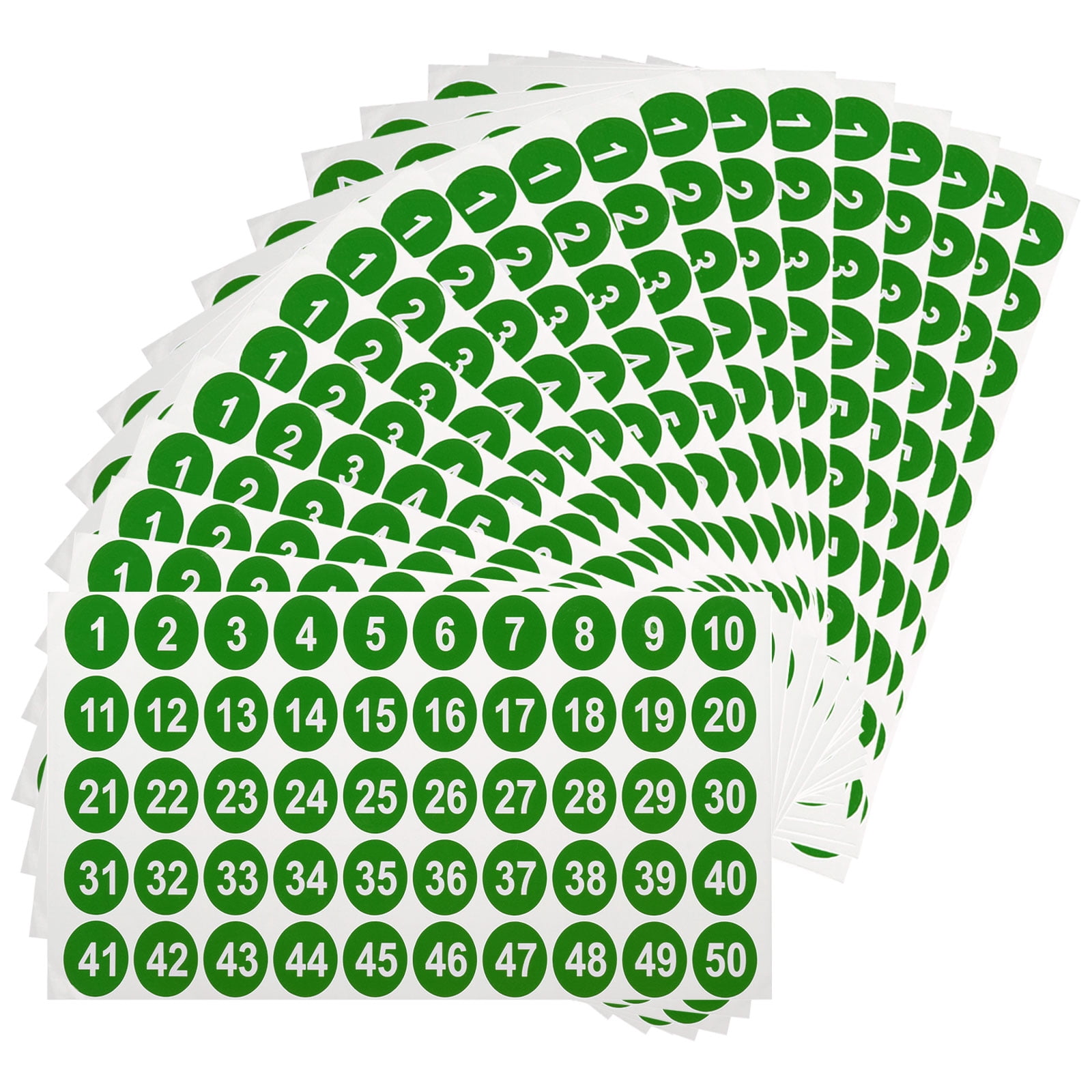 Uxcell 20 Sheets Round Number Stickers, 1-50 Consecutive Number Labels ...