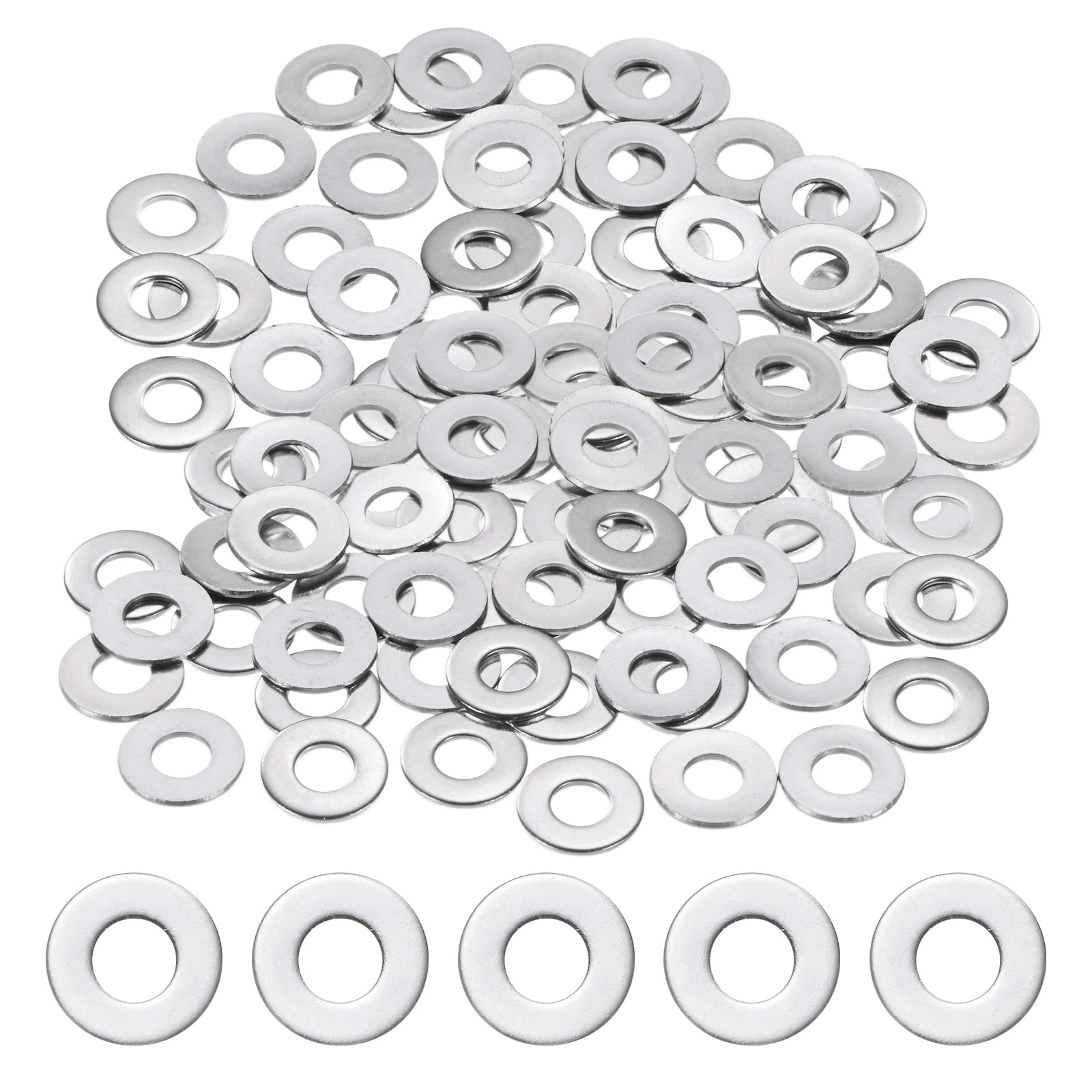 Uxcell 200-Pack 10# Flat Washers, 1/2" OD 304 Stainless Steel Washers for Bolts Screws Nuts ...