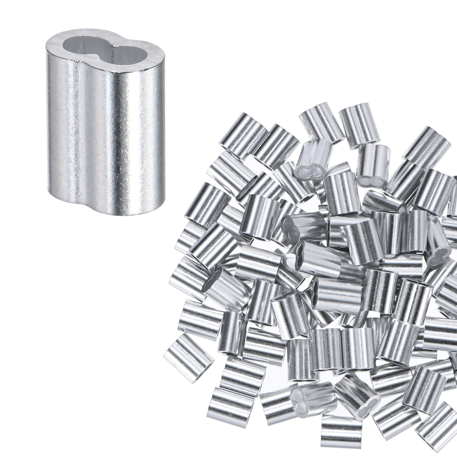 Uxcell 200-Pack Aluminum Crimping Loop Sleeves, 2mm 5/64 Double Round ...