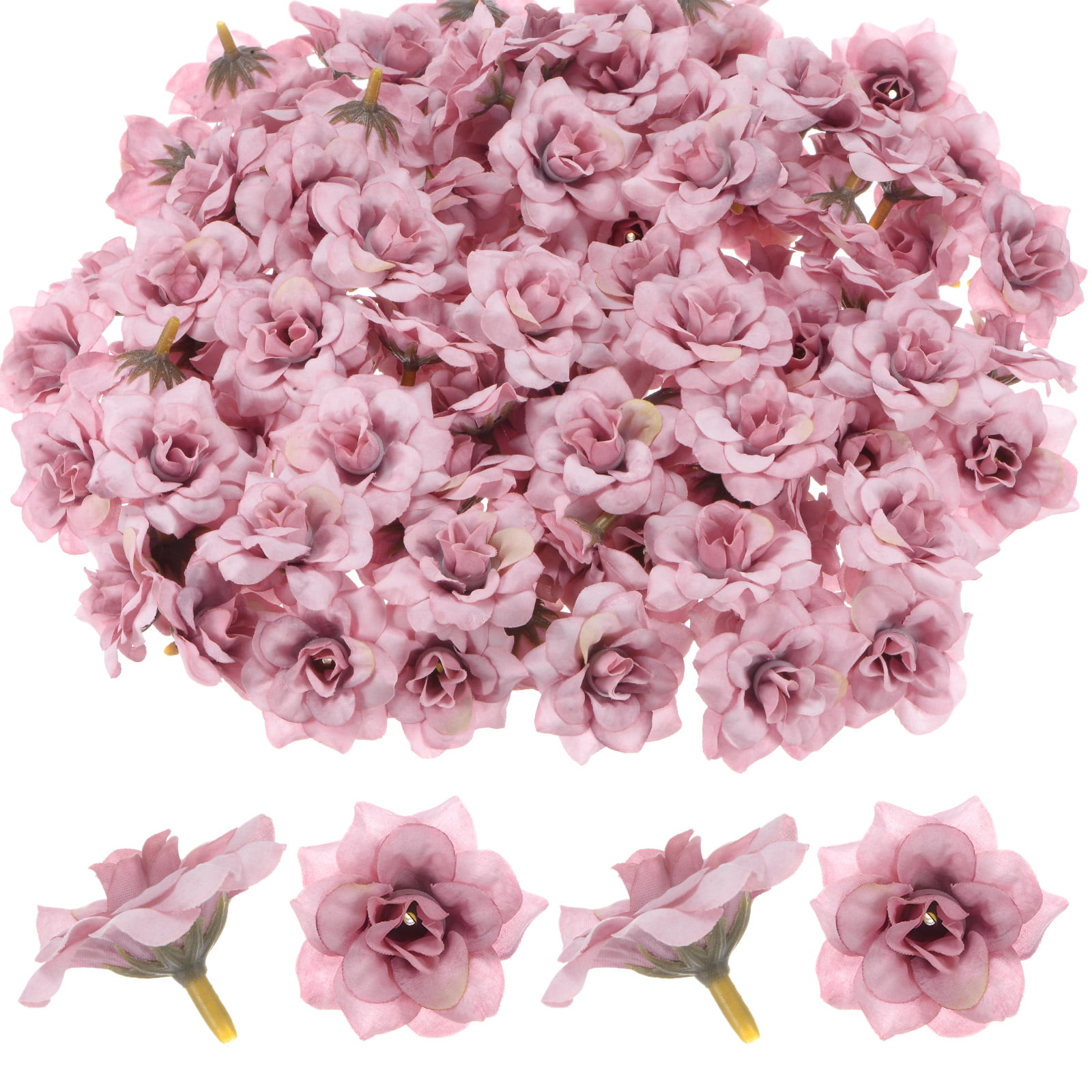 Uxcell 200-Pack Artificial Roses Heads, Silk Faux Rose Head for Wedding ...