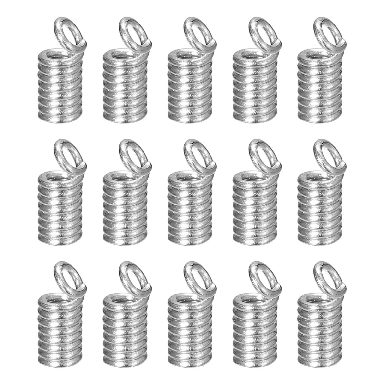 Uxcell 200 Pack Coil Cord Ends, 3x7mm Iron Spring Tube Cap Clasps for ...