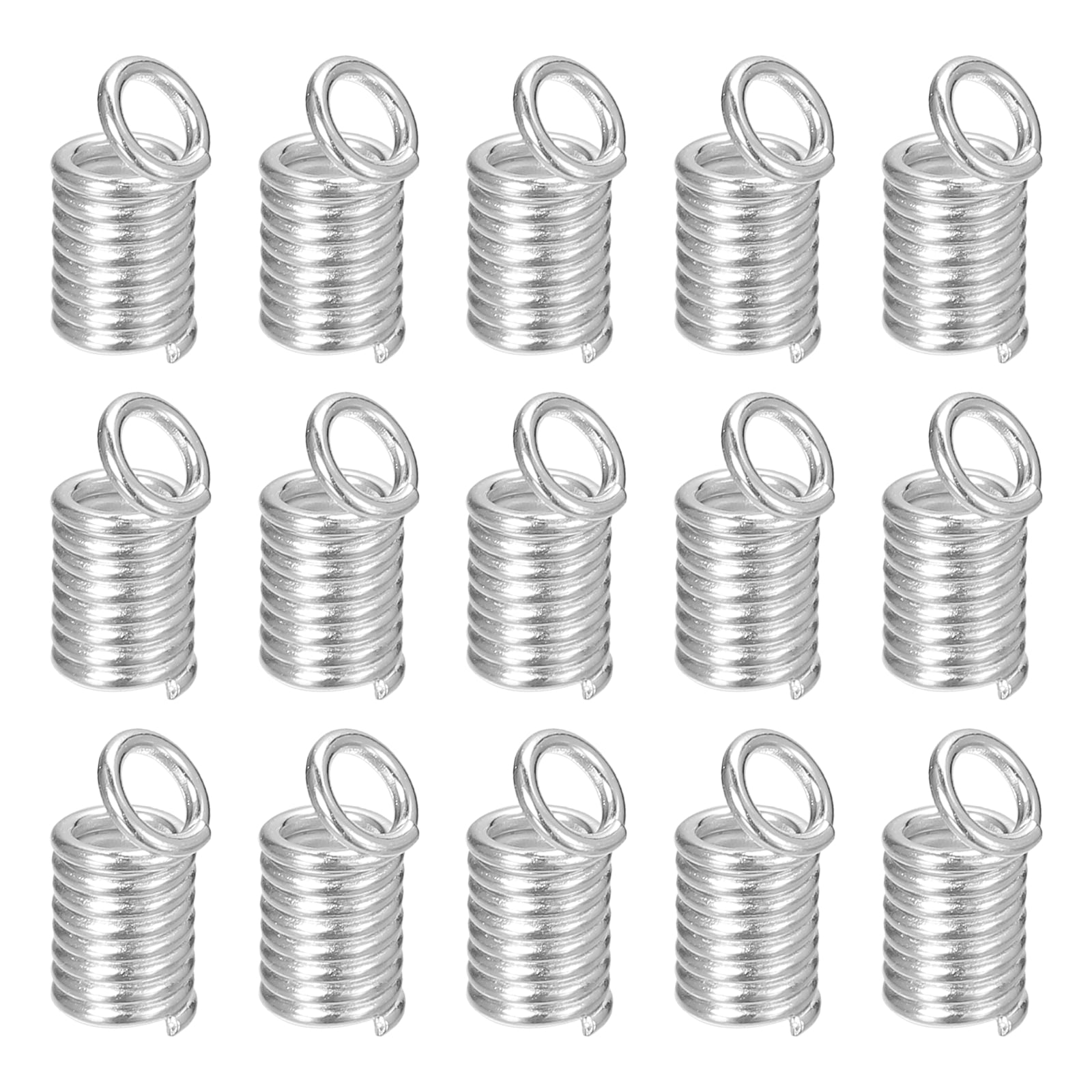 Uxcell 200 Pack Coil Cord Ends, 4x9mm Iron Spring Tube Cap Clasps for ...