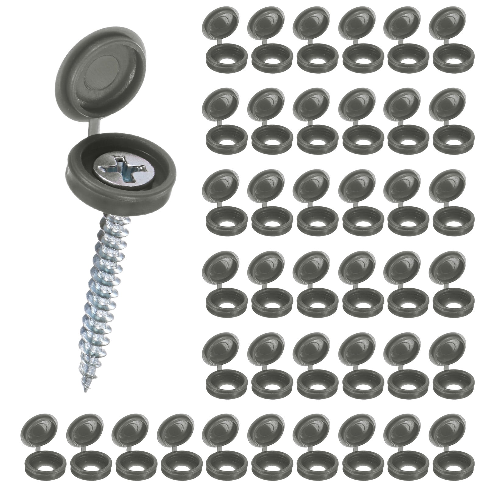 Uxcell 200-Pack Plastic Hinged Screw Covers Caps, 5mm Shutter Screws ...