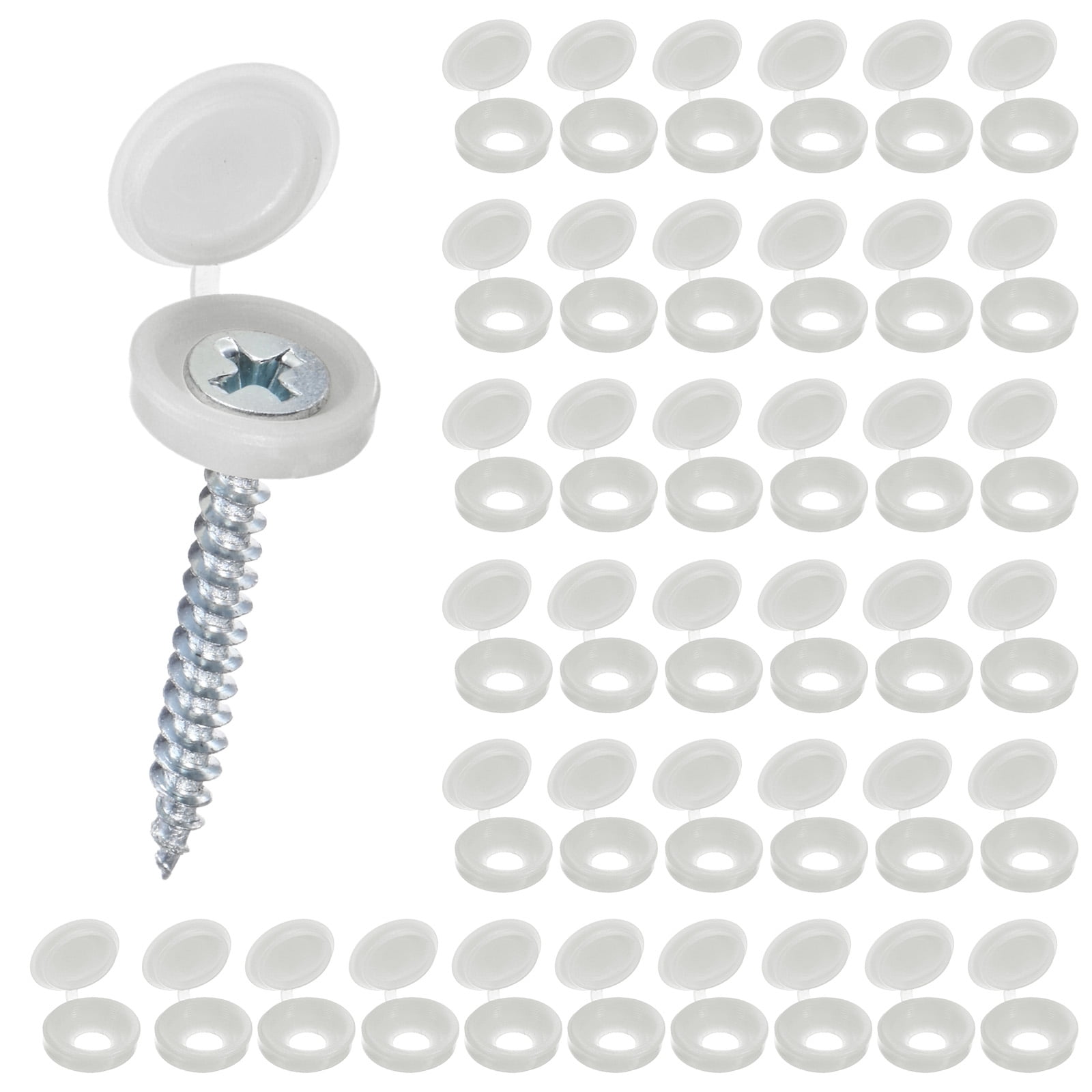 Uxcell 200-Pack Plastic Hinged Screw Covers Caps, 5mm Shutter Screws ...