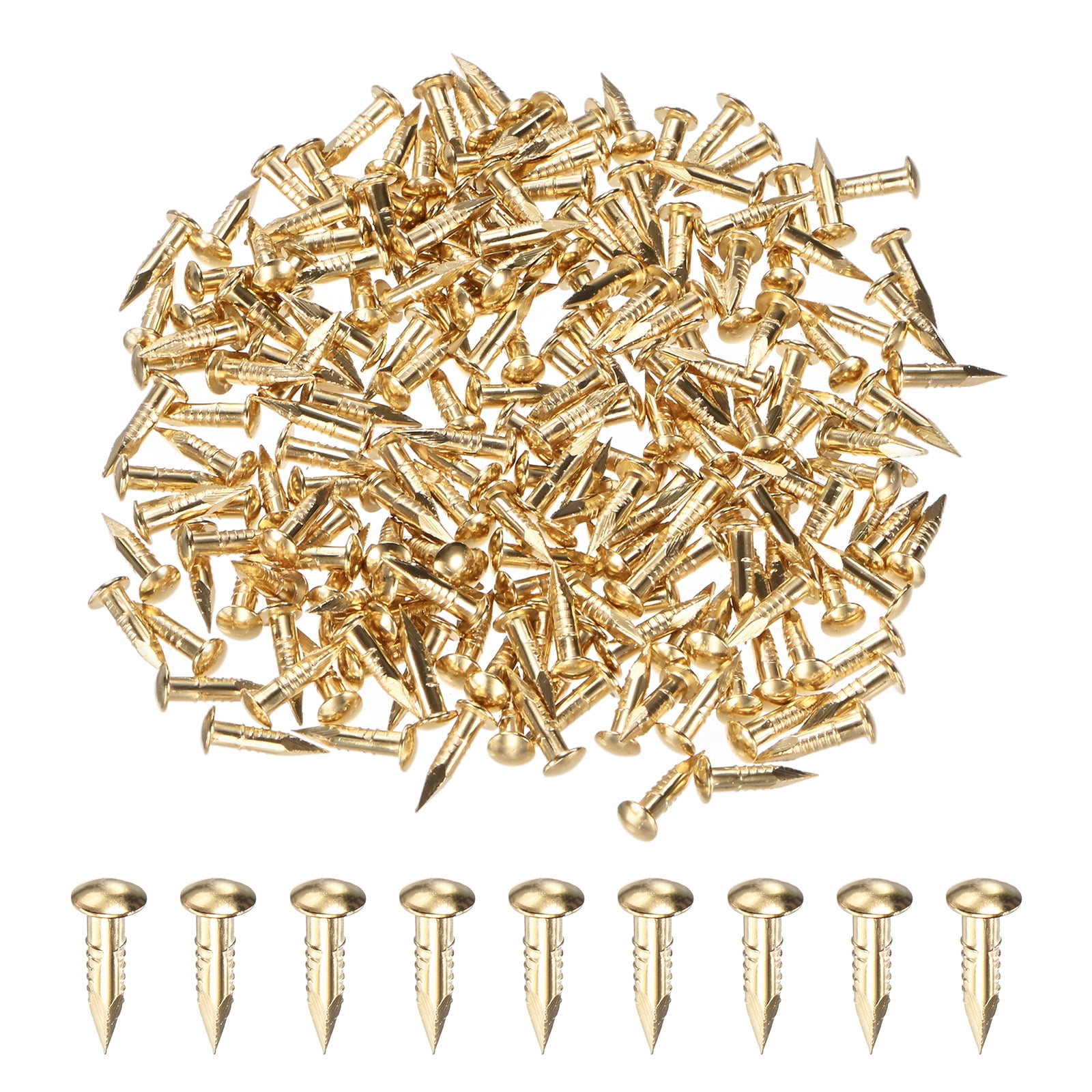 Uxcell 200-Pack Small Tiny Nails, 2mm x 10mm Brass Nails Hardware Round ...