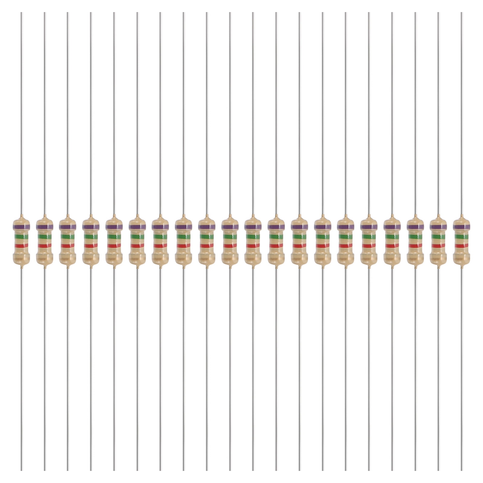 Uxcell 200 Pcs 1/4W (0.25 Watts) 7.5k Ohm ±5% Carbon Film Resistor ...