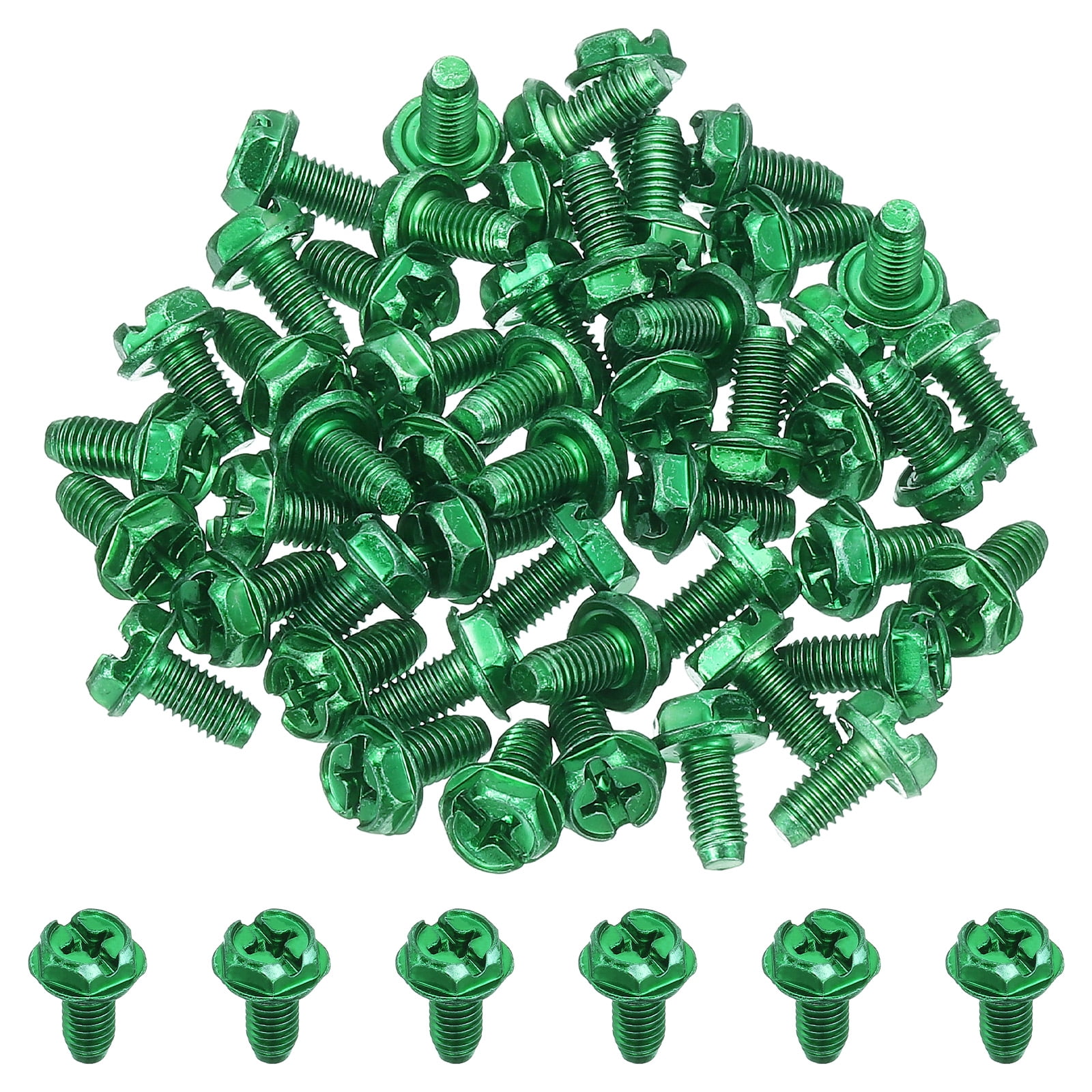 Uxcell 200 Pcs 10-32 x 3/8 Inch Hex Washer Head Grounding Screw,Slotted ...