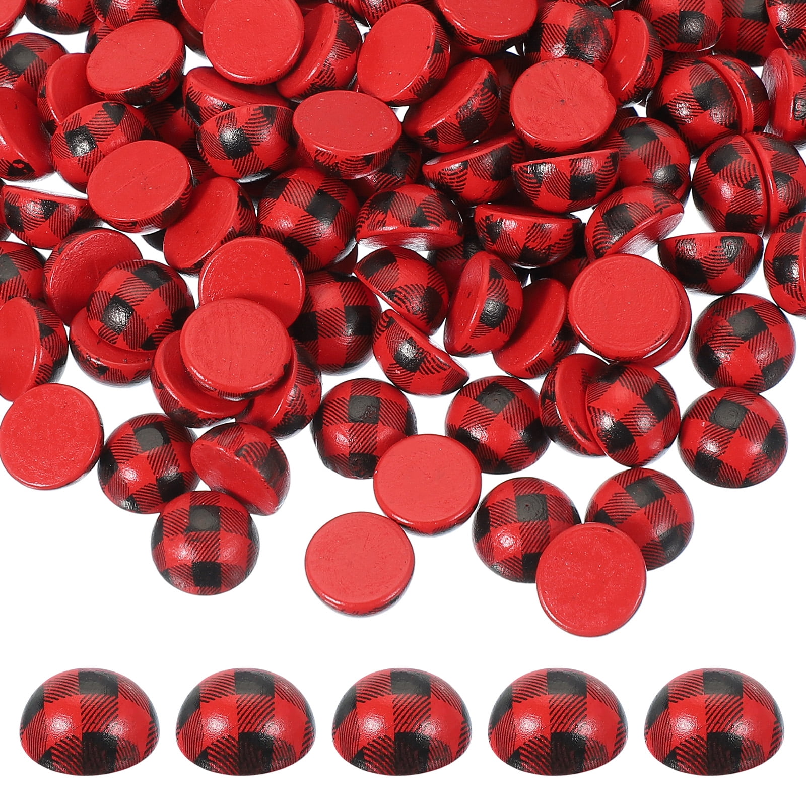 Uxcell 100 Pcs Half Wooden Beads, 0.6 Inch(15mm) Unfinished Natural ...