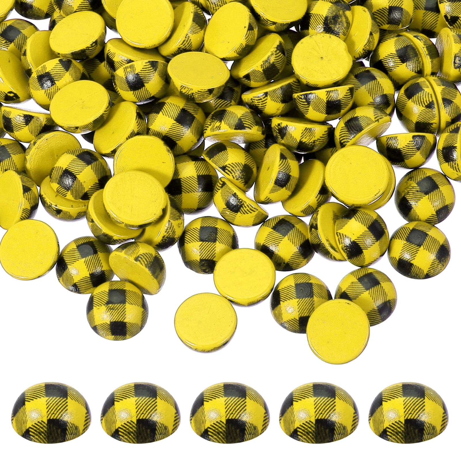 Uxcell 100 Pcs Half Wooden Beads, 0.6 Inch(15mm) Unfinished Natural ...