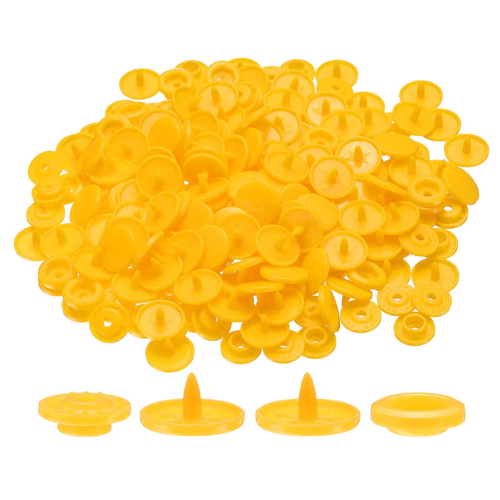 Uxcell 200 Set Plastic Snaps T5 Round Resin No-Sew Button Fasteners Kit ...