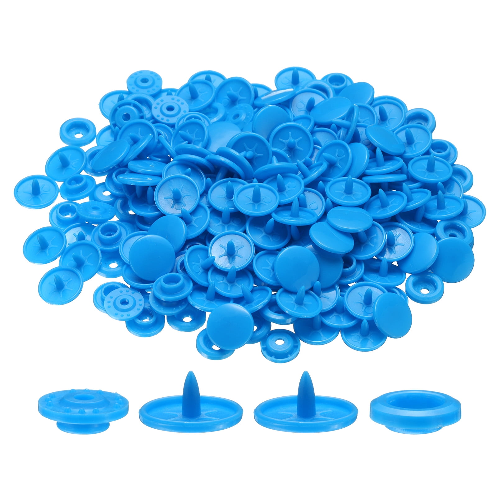 Uxcell 200 Set Plastic Snaps T5 Round Resin No-Sew Button Fasteners Kit ...