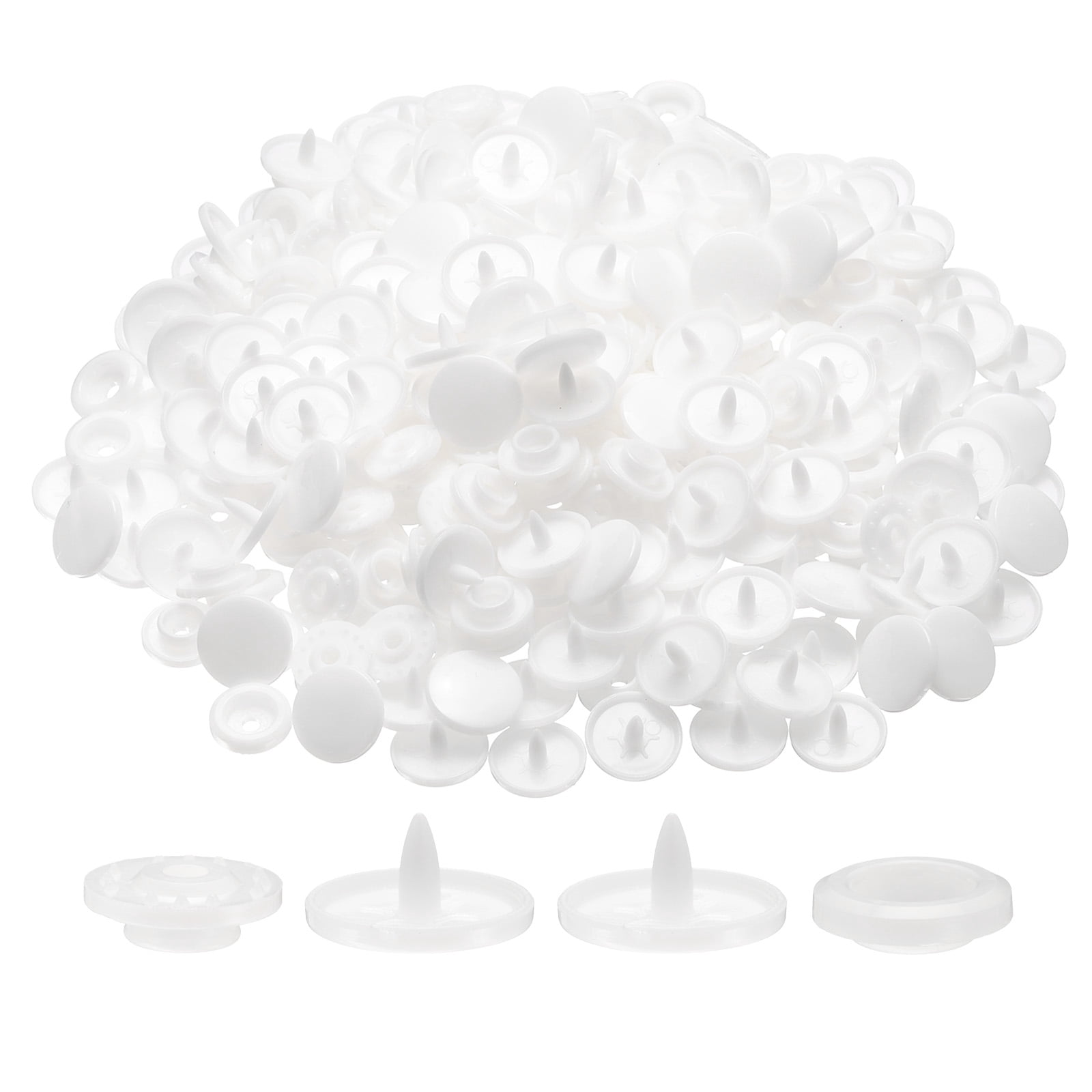Uxcell 200 Set Plastic Snaps T5 Round Resin No-Sew Button Fasteners Kit ...