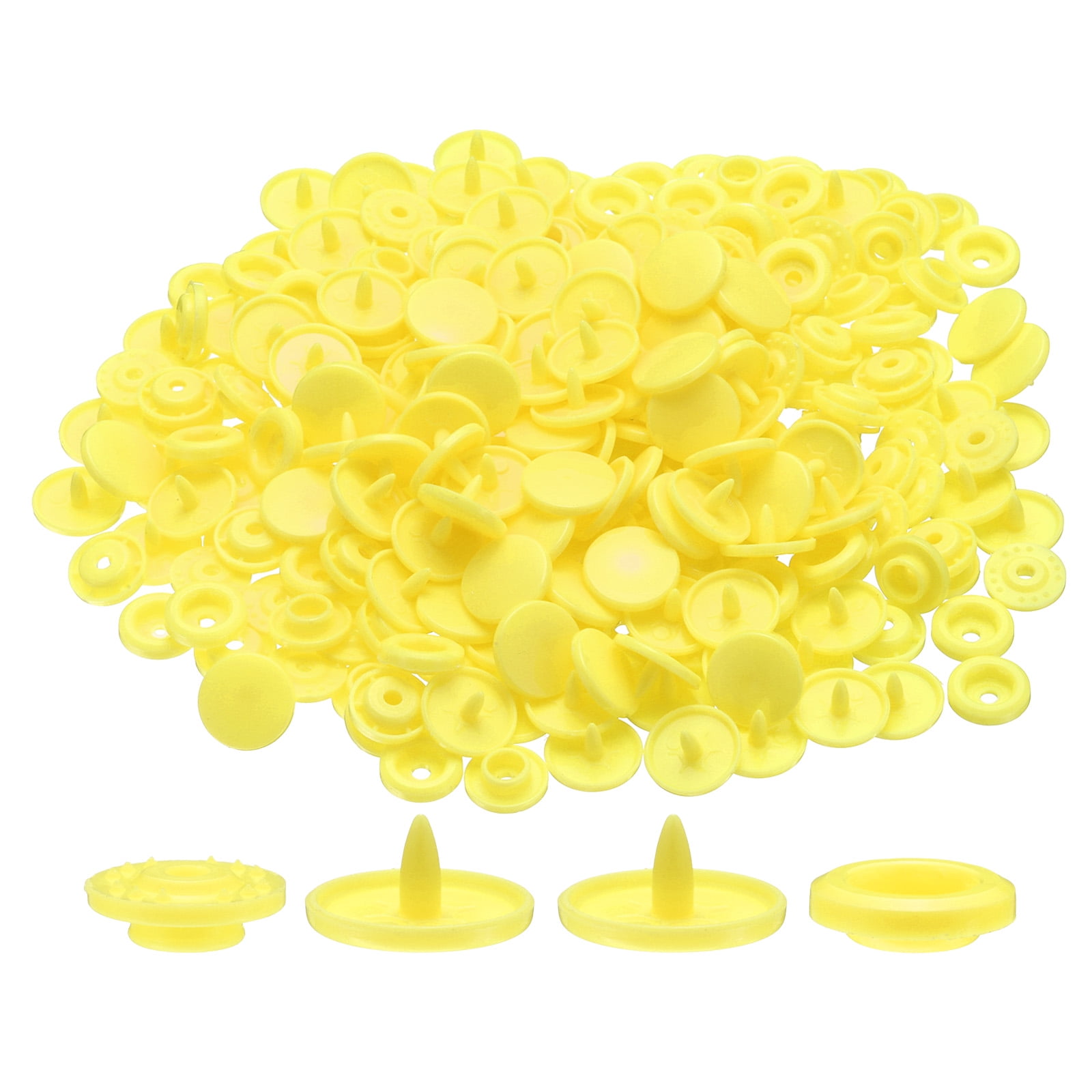 Uxcell 200 Set Plastic Snaps T5 Round Resin No-Sew Button Fasteners Kit ...