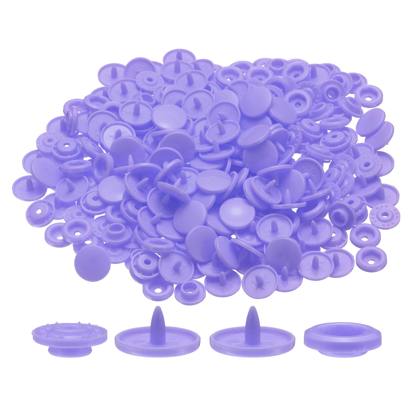 Uxcell 200 Set Plastic Snaps T5 Round Resin No-Sew Button Fasteners Kit ...