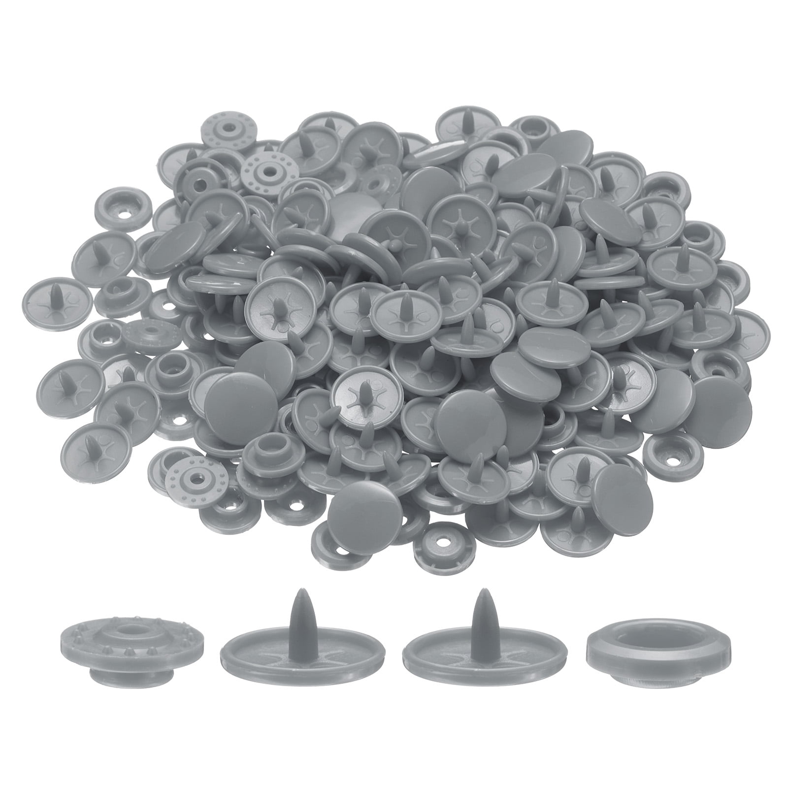 Uxcell 200 Set Plastic Snaps T5 Round Resin No-Sew Button Fasteners Kit ...