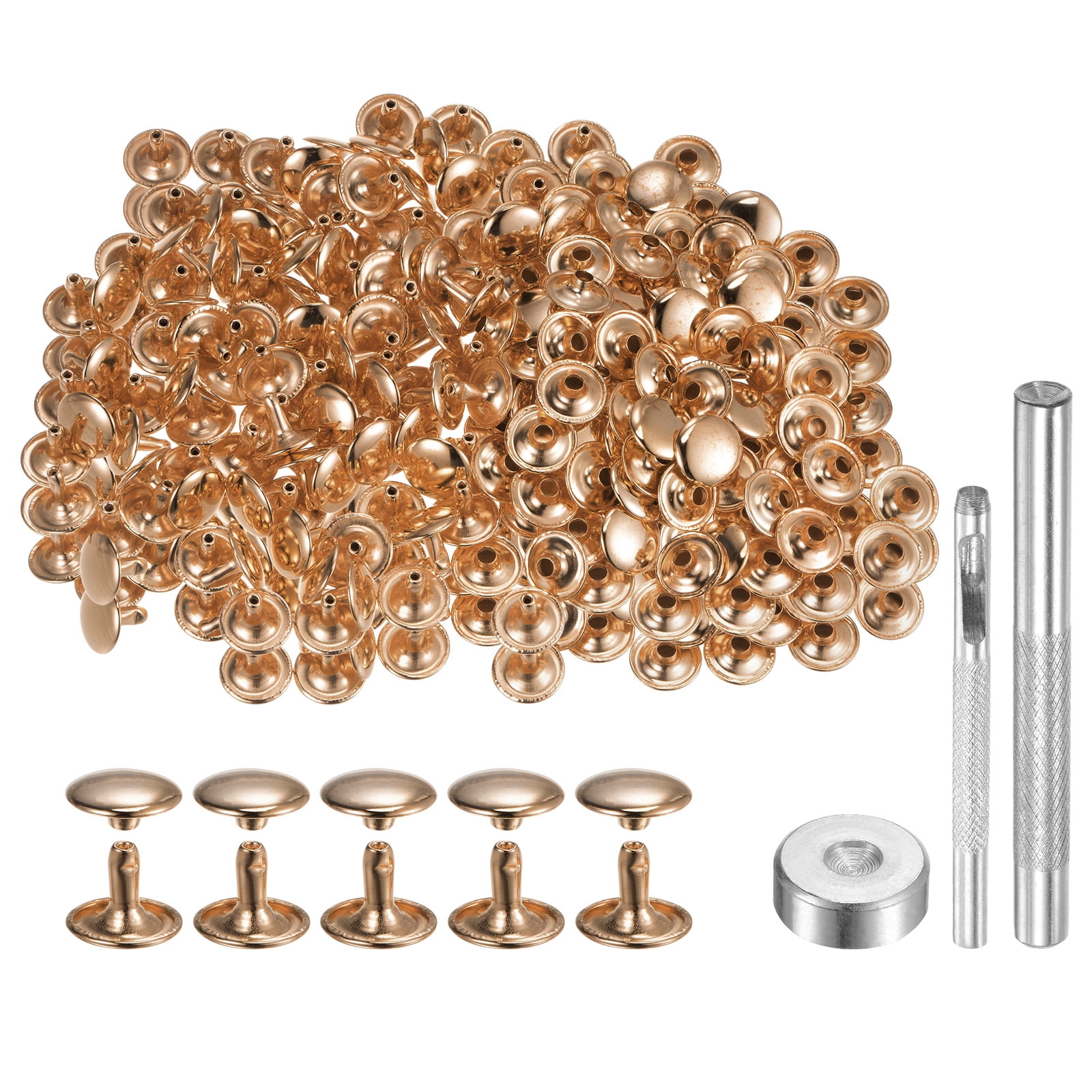 Uxcell 200 Sets Leather Rivets 12mm x 10mm Metal with 3 Setter Tools ...