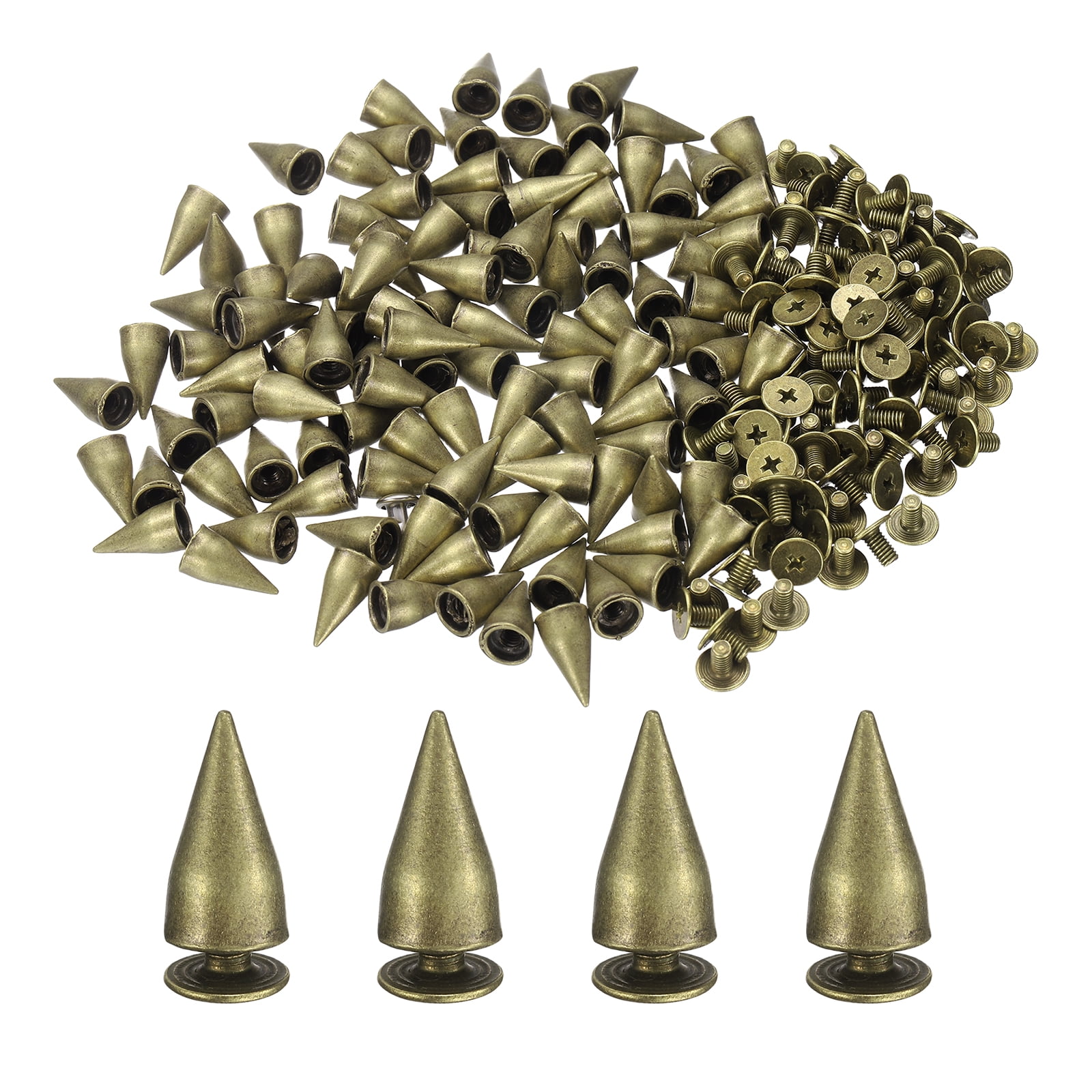 Uxcell 200 Sets Spikes and Studs, 7 x 13mm Cone Spikes Screw Back Studs ...