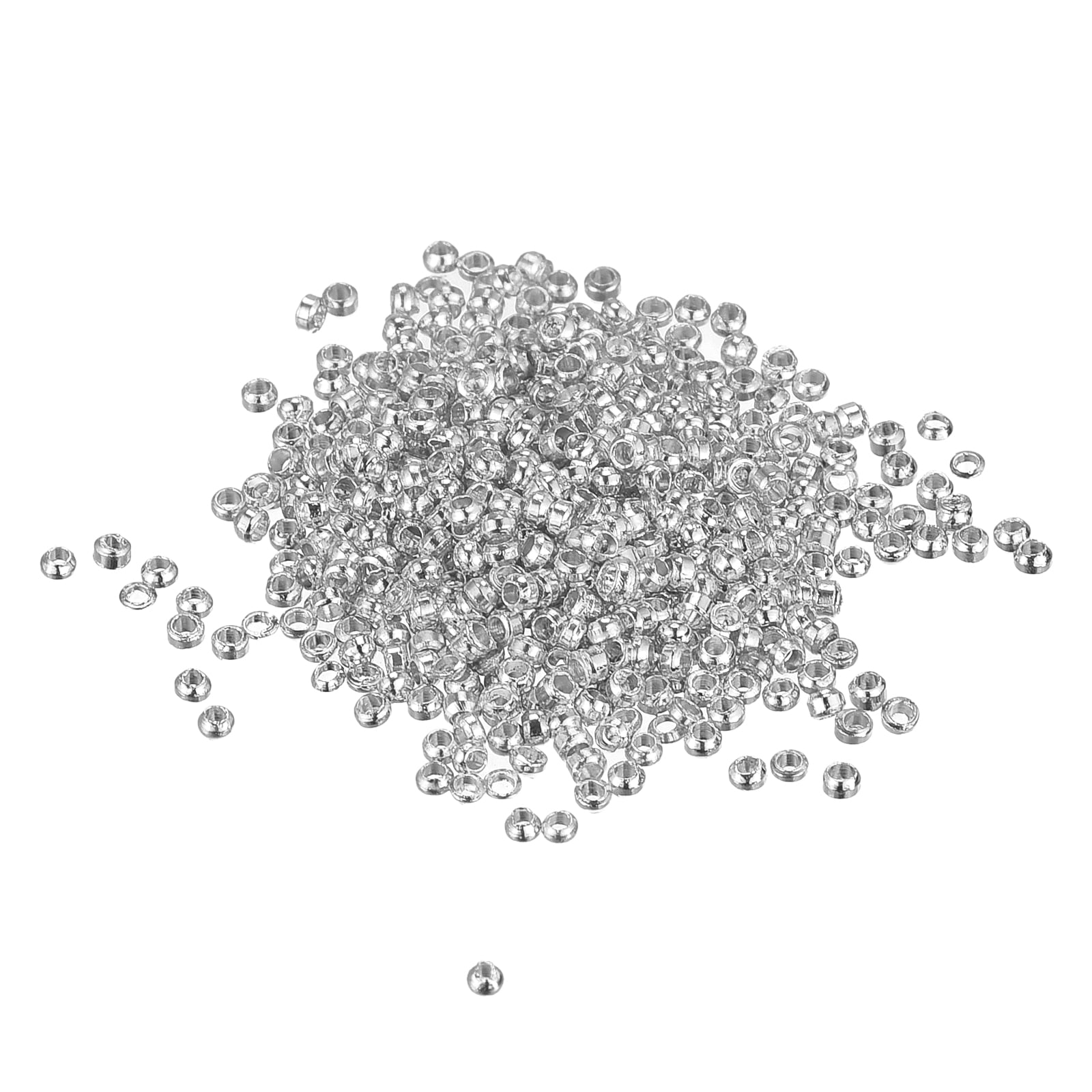 Uxcell 2000 Pack 1.5mm Round Crimp Beads Making Crimp End Spacer Bead ...