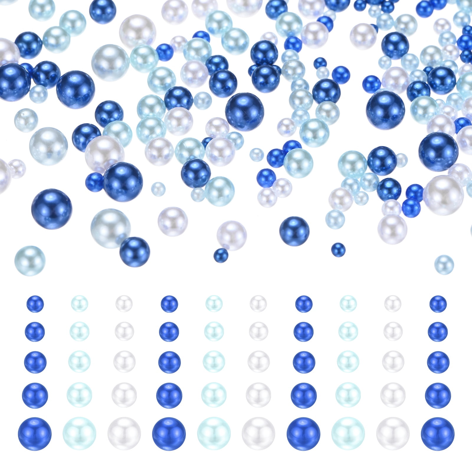 Uxcell 2000-Pack No Hole Pearls 3-8MM Dark Blue, Water Blue, White ...