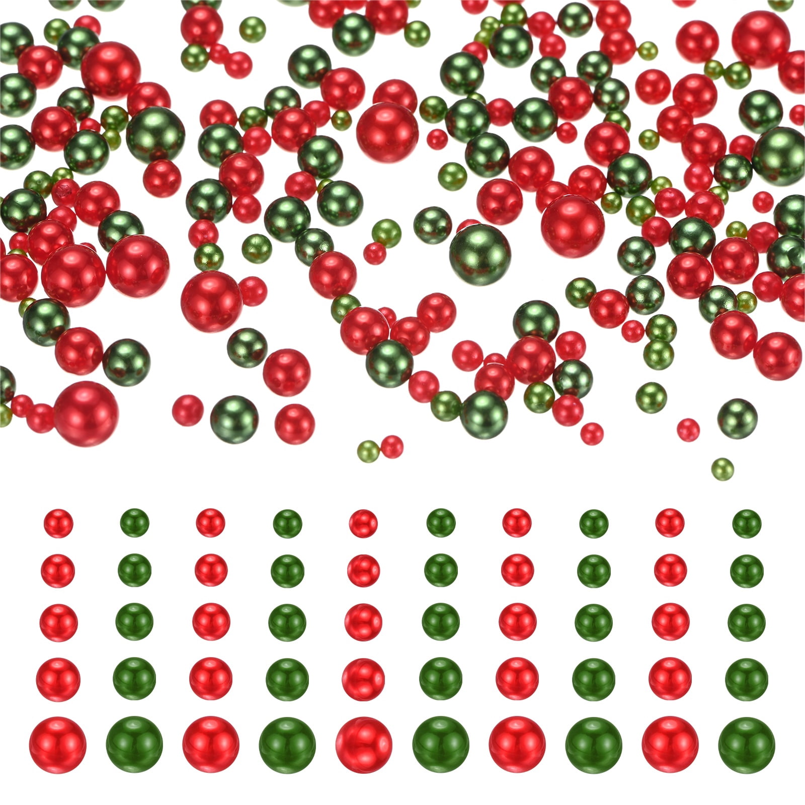 Uxcell 2000-Pack No Hole Pearls 3-8MM Red, Green Round Pearl Beads ABS ...