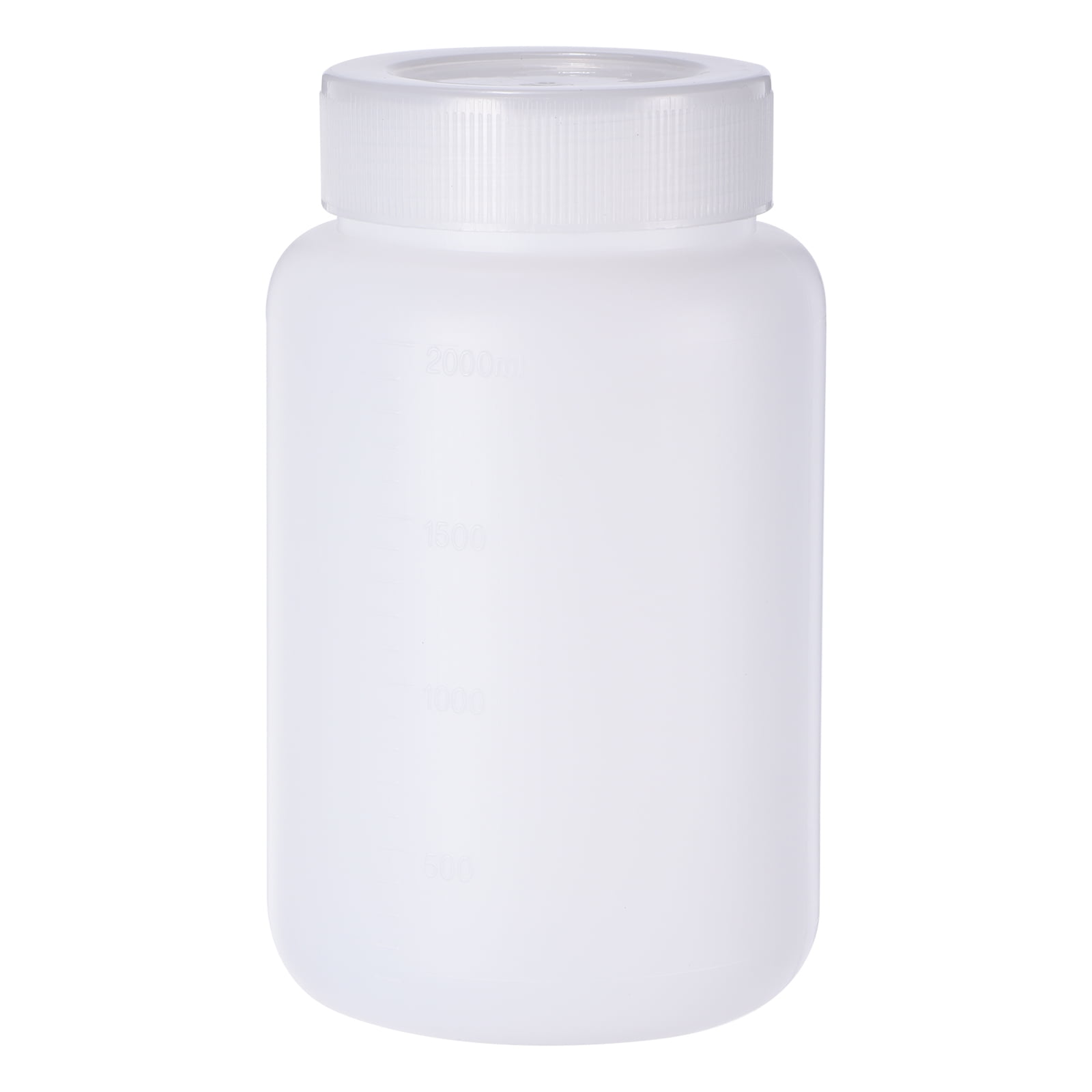 Uxcell 2000ml Reagent Bottles, HDPE Wide Mouth Round Bottles with Screw Cap Translucent White ...